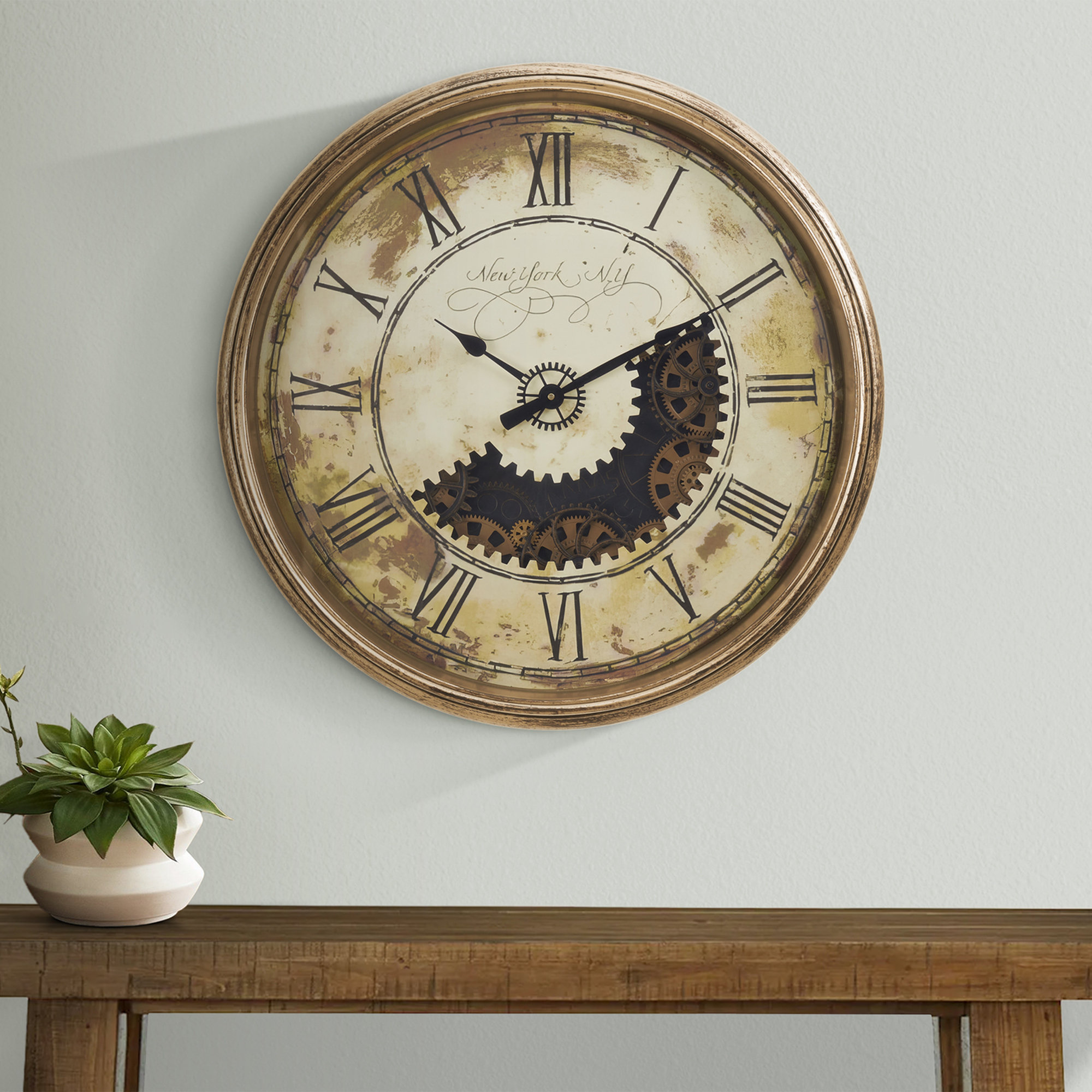 Williston Forge Round Clocks, Gear Mechanism, Large Oversized, Wall ...