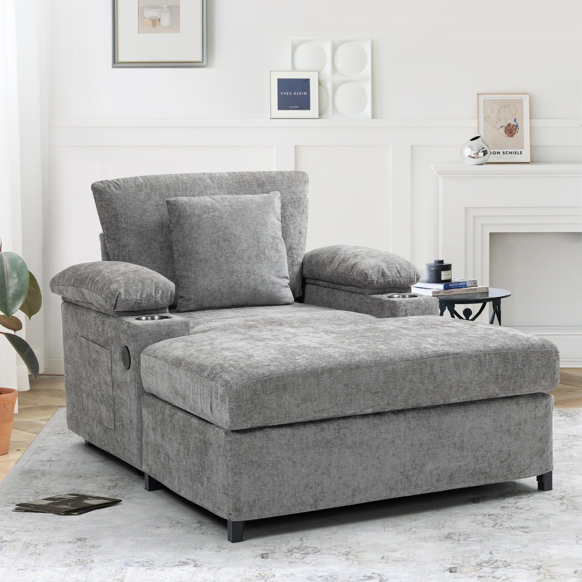 Latitude Run® Modern Chenille Oversized Chair with Ottoman - Wayfair Canada