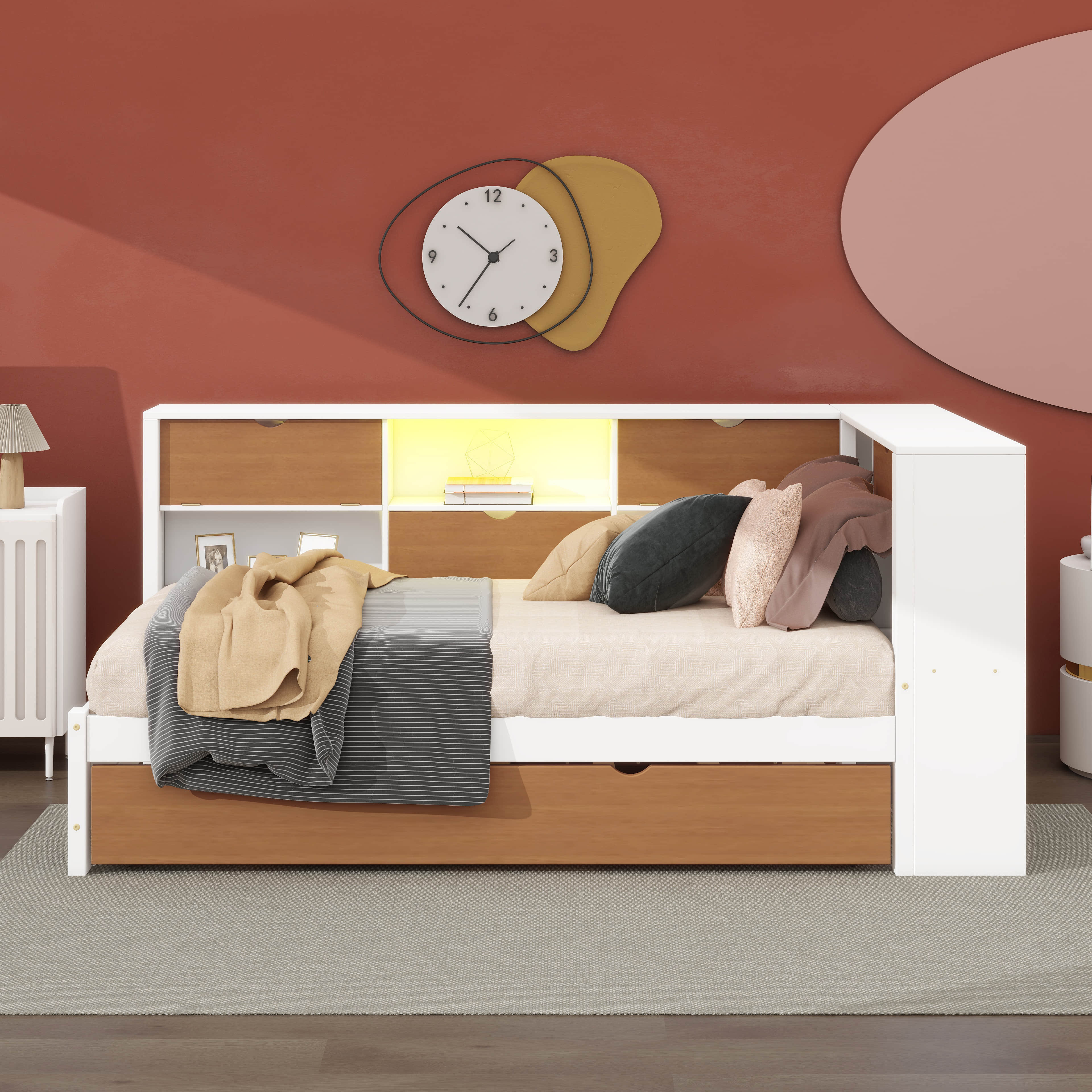 Red Barrel Studio® A L-Shaped Bed Frame That Includes An Underbed ...