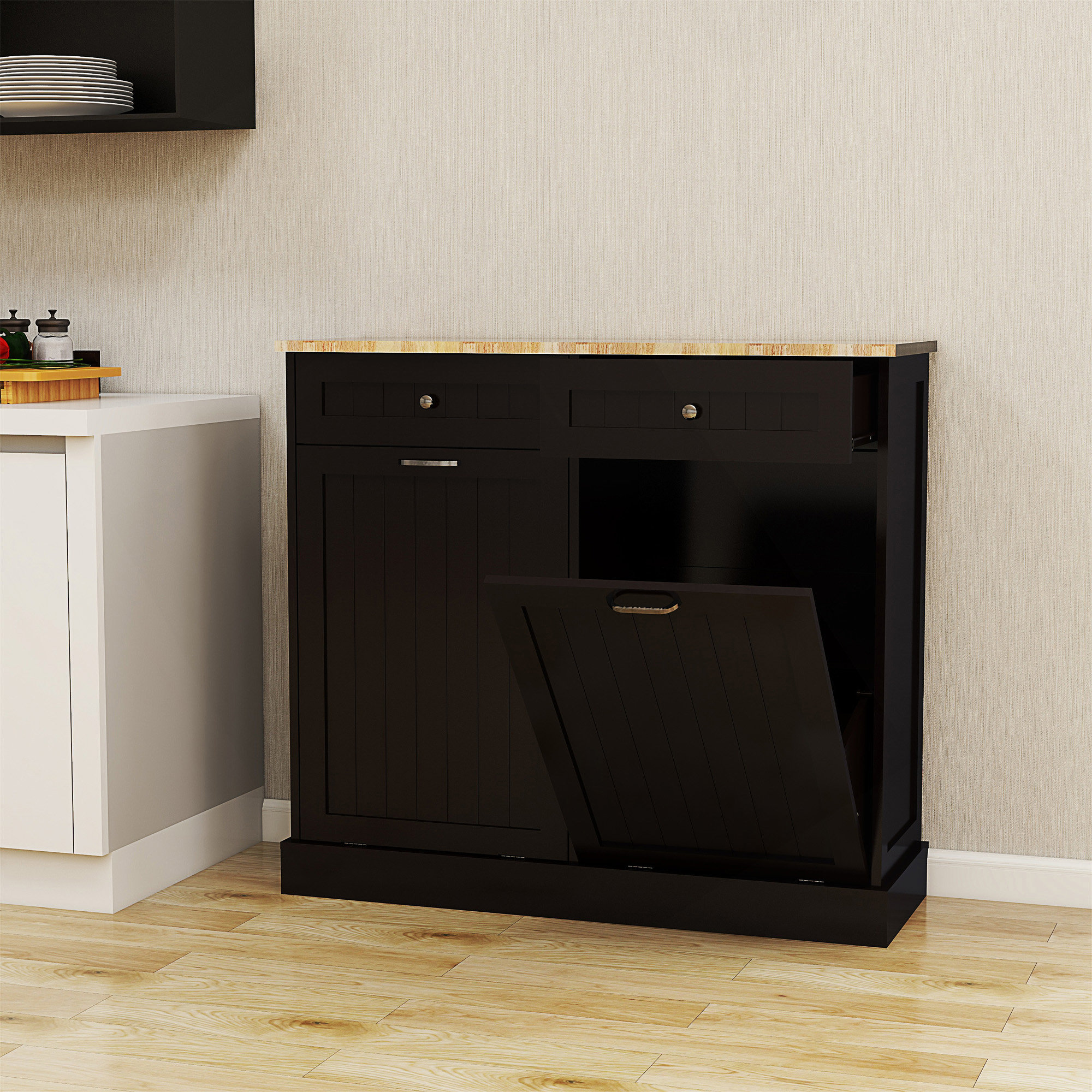 Lark Manor™ Two Drawers And Two-Compartment Tilt-Out Trash Cabinet ...