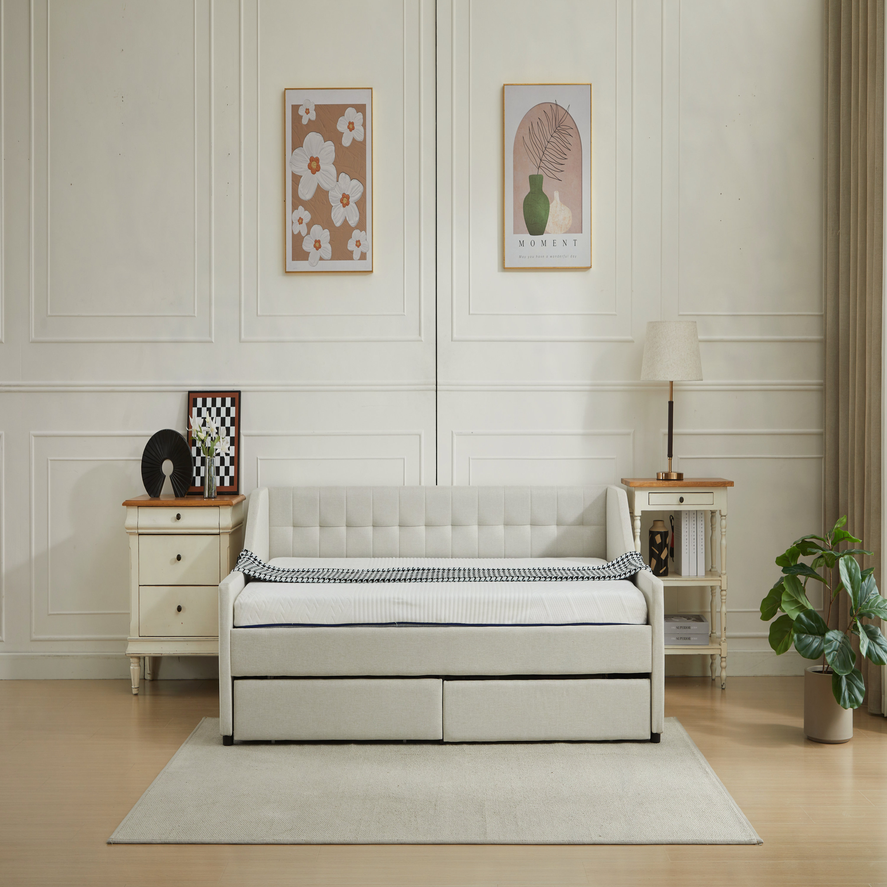 Lark Manor Daybed Corner Bed Sofa Bed with Drawers Upholstered daybed ...