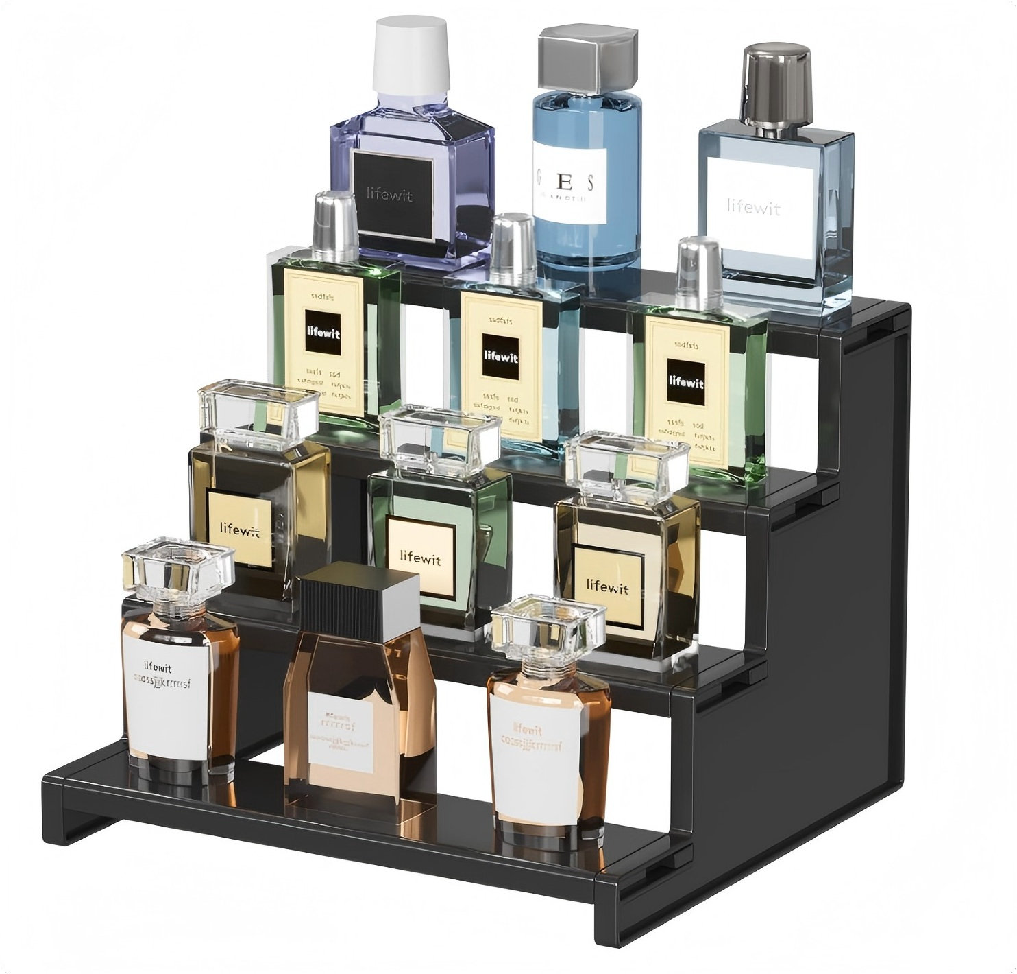 Brayden Studio® Cologne Organizer, 4 Tier Plastic Perfume Stand, Tool ...