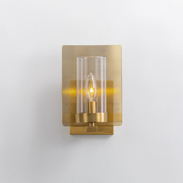 Mercer41 Raffiel 1-Light Brass Wall Sconce – Art Deco Style Wall Lamp ...