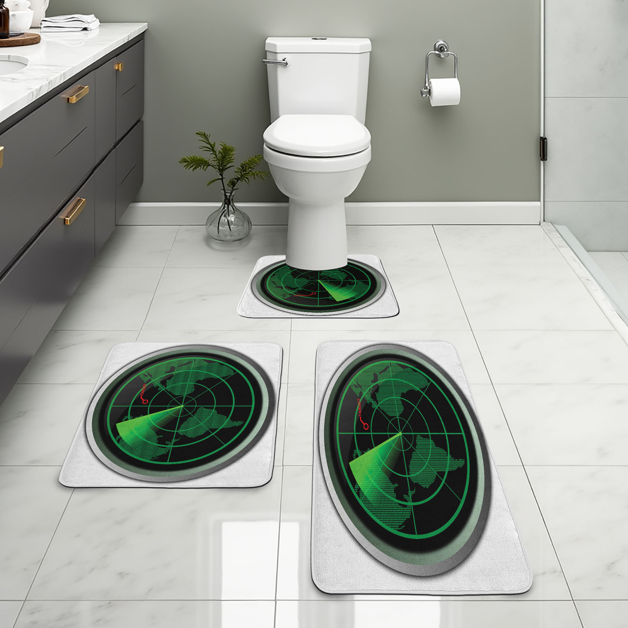 East Urban Home Airplane Bathroom Rug Set 3 Pieces U-Shape & Rectangle ...