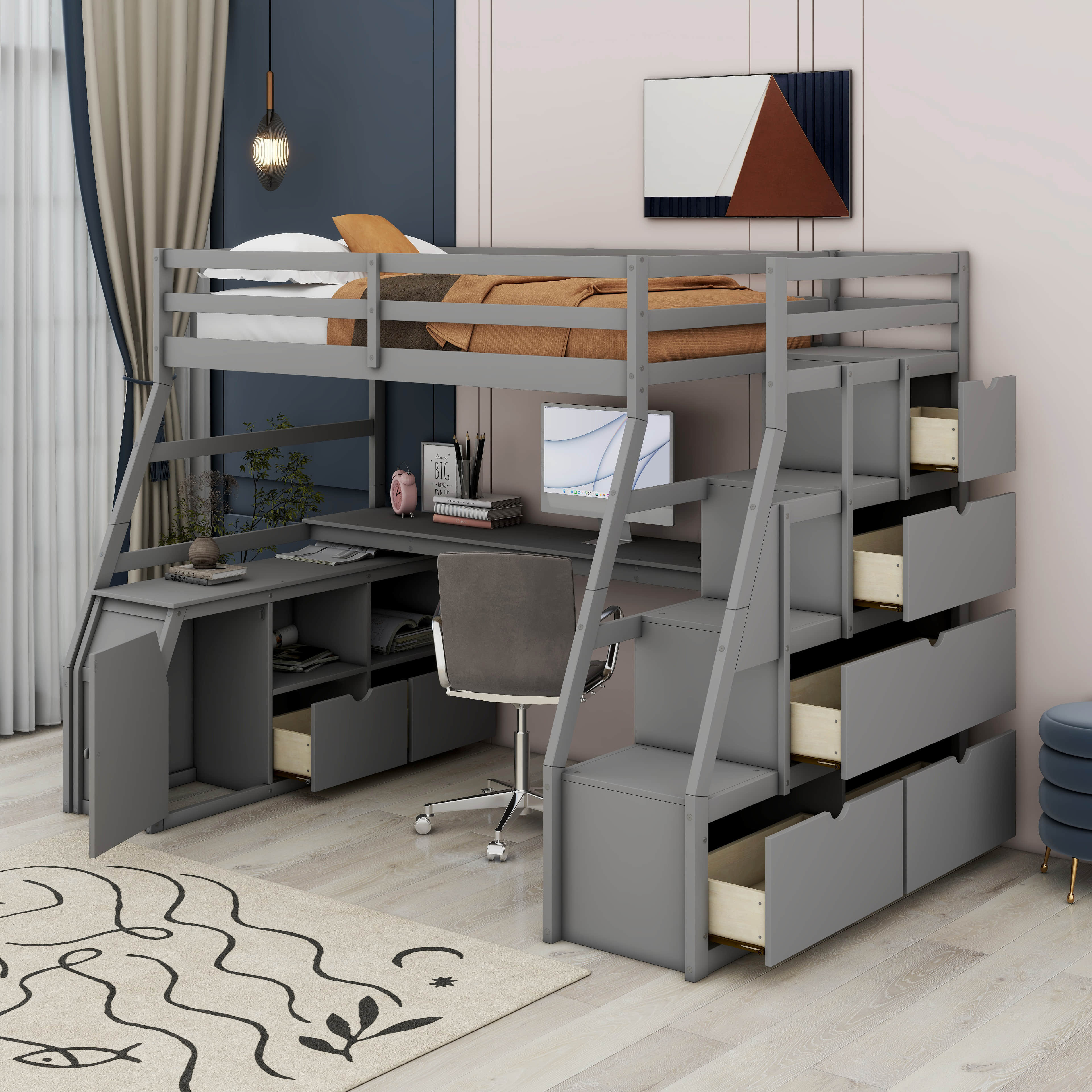 Harriet Bee Gengler Kids Twin Loft Bed with Drawers - Wayfair Canada