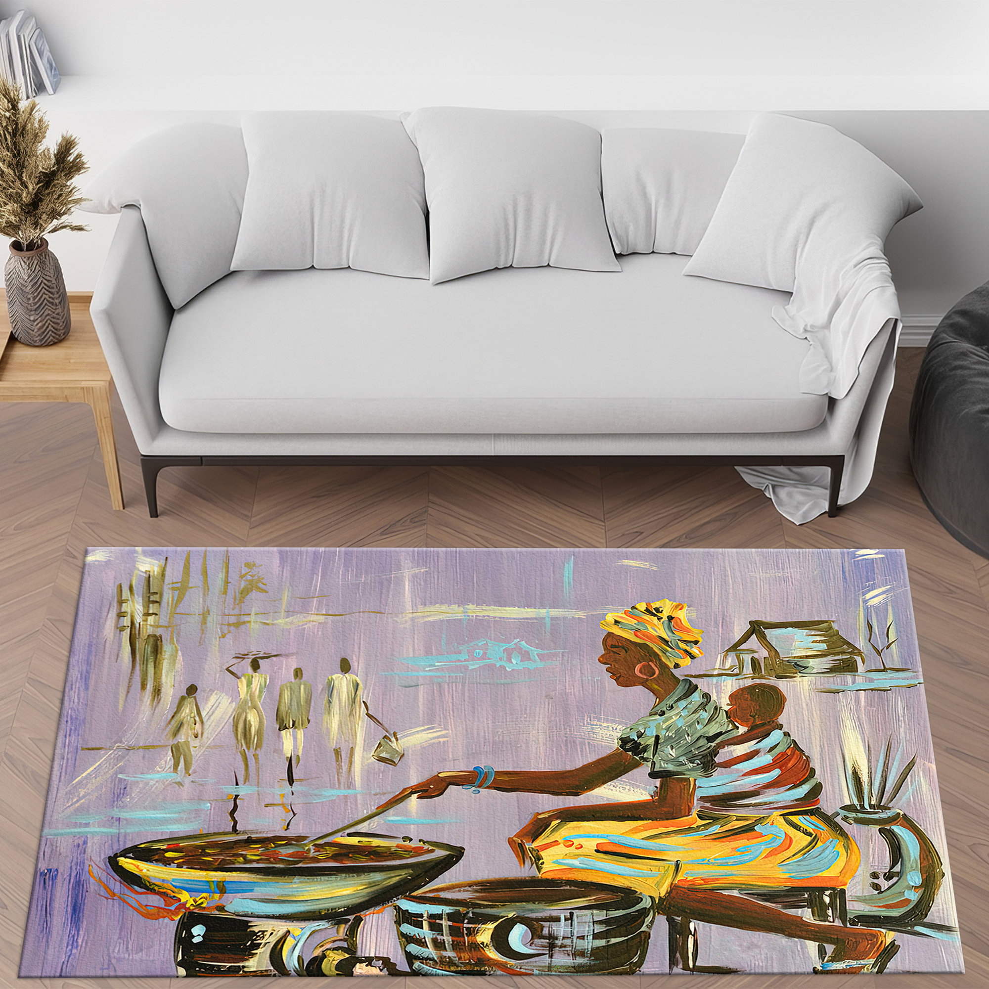 kayra export Chic Floral Design Non-Woven Soft Type Printed Rug with ...