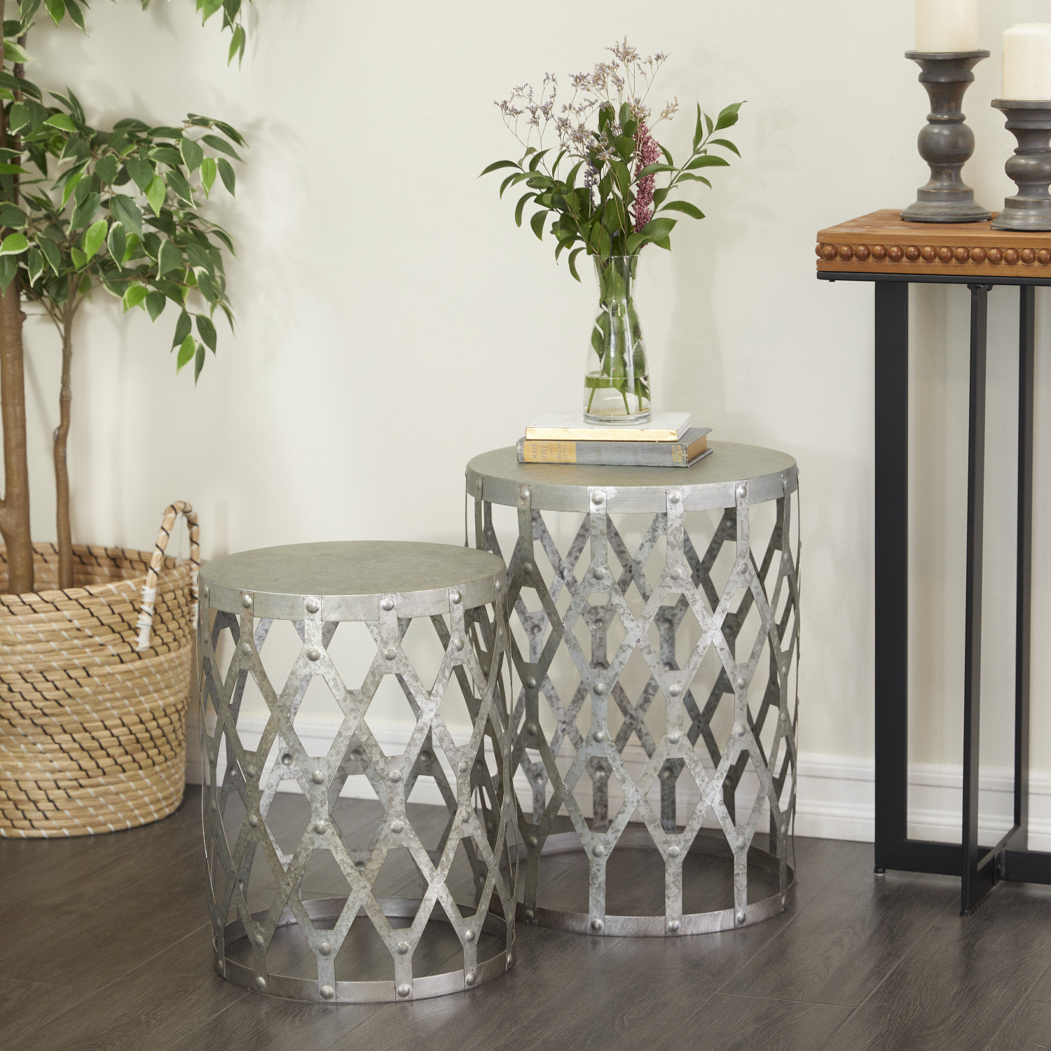 Williston Forge Set Of 2 Contemporary 19 And 22 Inch Round Grey Iron ...