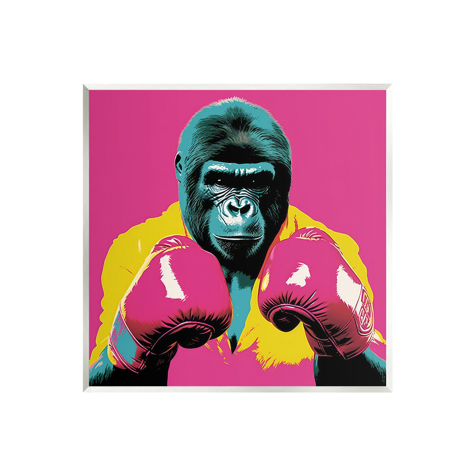Stupell Industries Gorilla Boxing Portrait Framed Giclee Art Design By ...