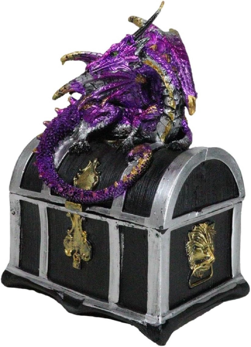 Trinx Midnight Dragon Guarding Lion Treasure Chest Small Trinket Box ...