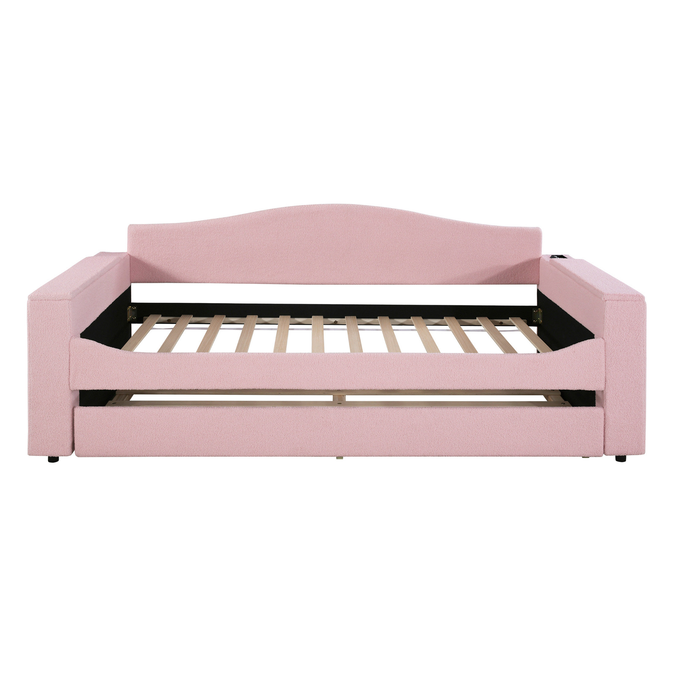 Latitude Run® Upholstered Daybed with Storage Armrests, Trundle and ...