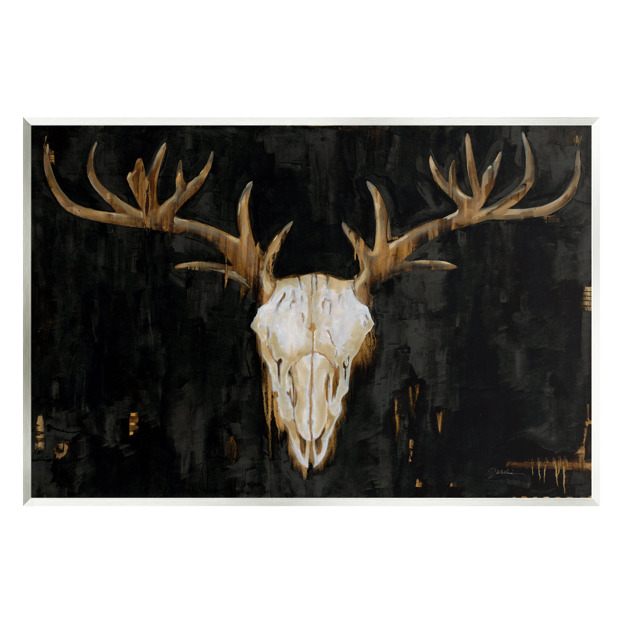 Stupell Industries Deer Antlers Skull Dark Rustic Wall Plaque Art By ...
