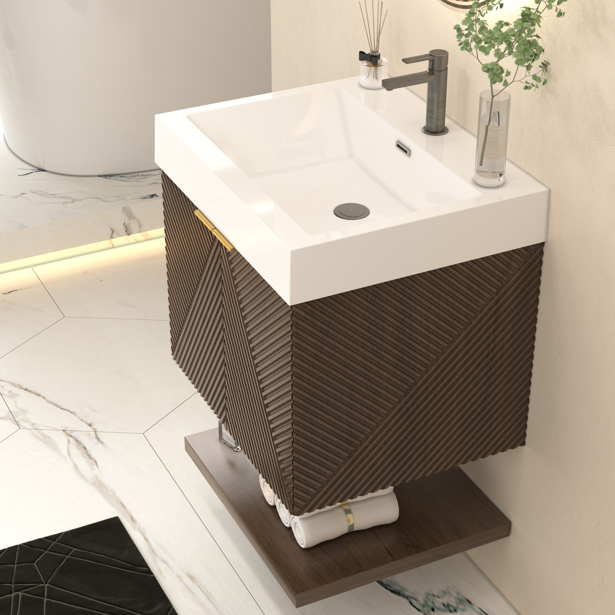 Latitude Run® Moreno Stella 24 Inches Wall Mounted Vanity Set With ...