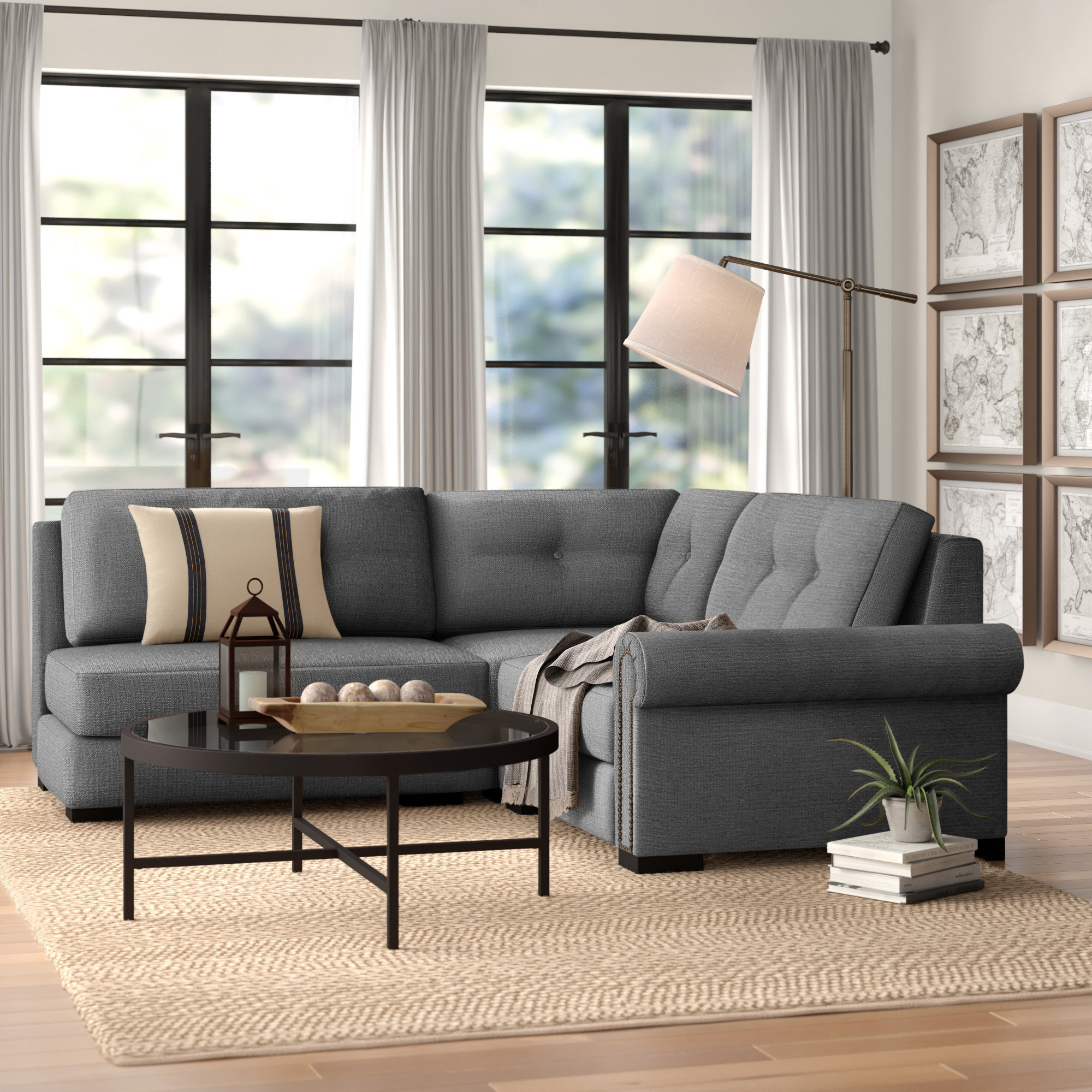 Three Posts™ Willia 83" Wide Linen Corner Sectional | Wayfair