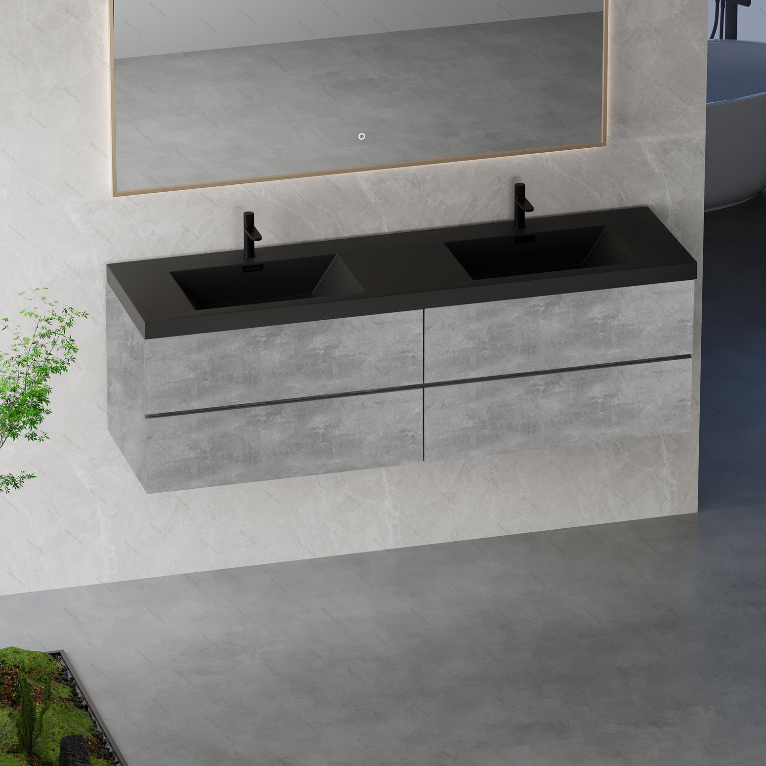 Dazzle Hives Meuble-lavabo flottant 72 po avec lavabo, meuble-lavabo ...