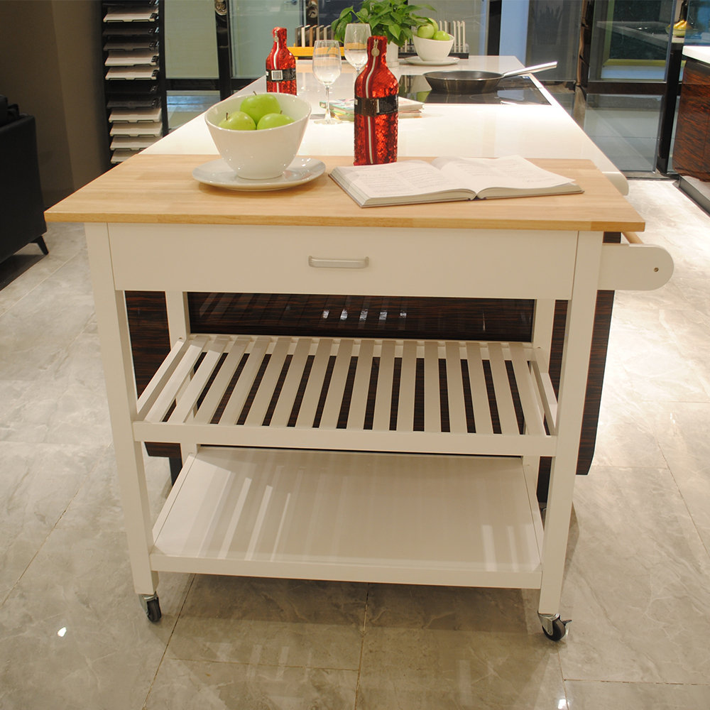 Breakwater Bay Peavy Wood Kitchen Storage Cart With Shelves & Reviews ...