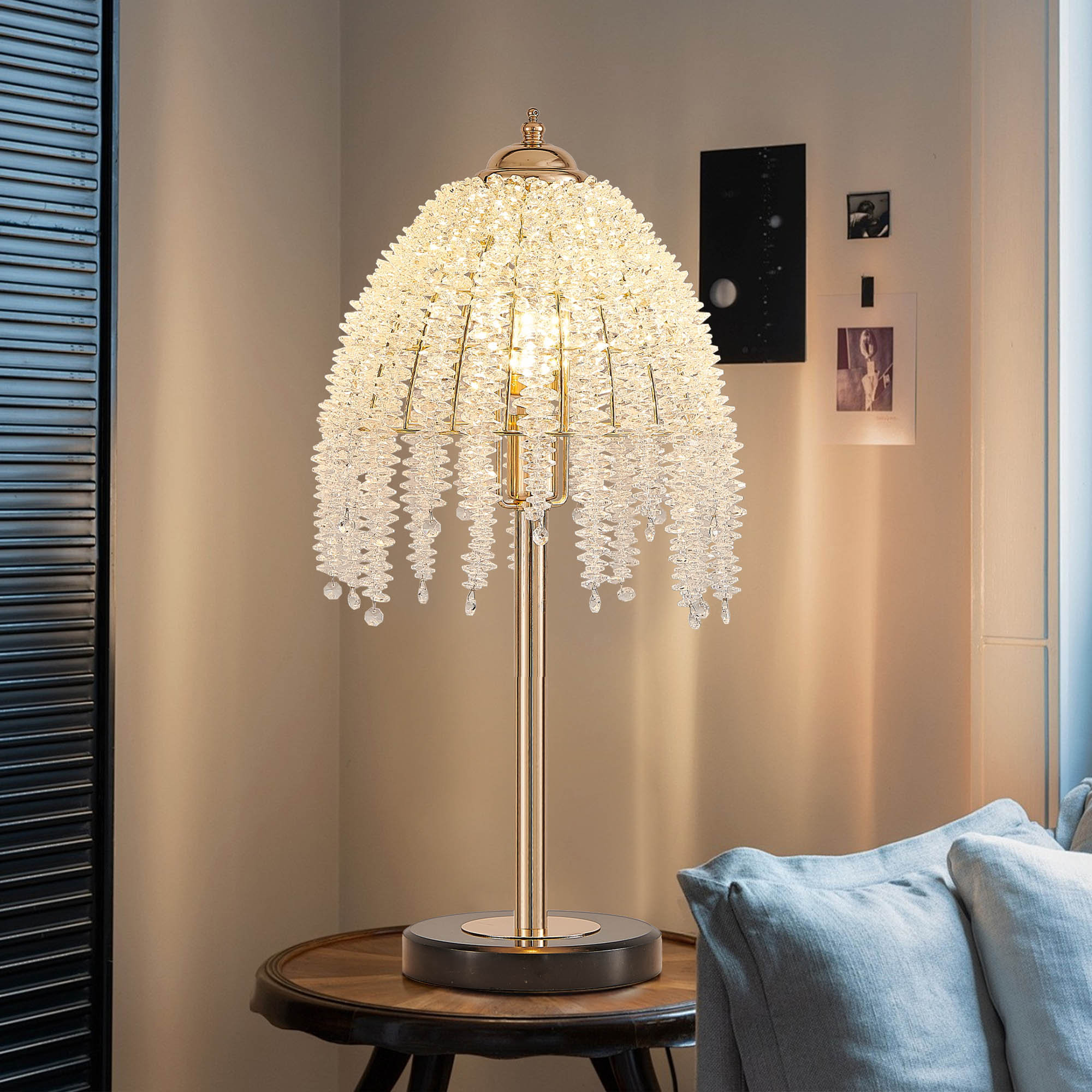 House of Hampton 19" H Modern Crystal Table Lamp, Gold Table Lamp With ...