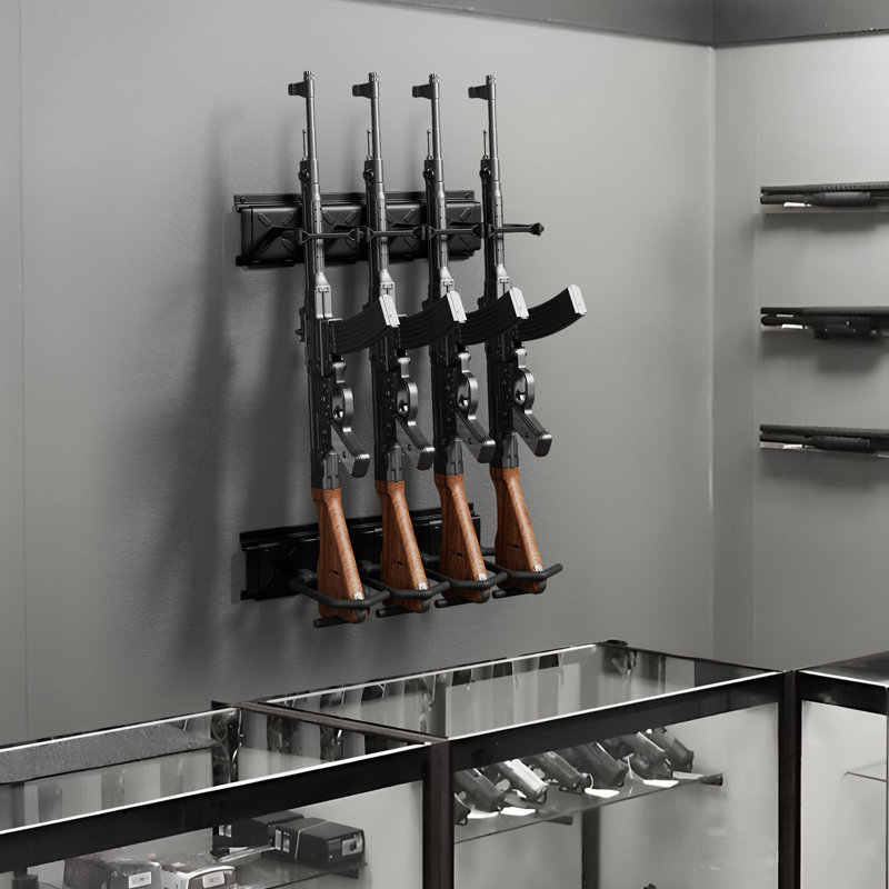 Blacksmith Gun Rack Wall Mount for up to 4 Guns Rail-Mounted Secure ...