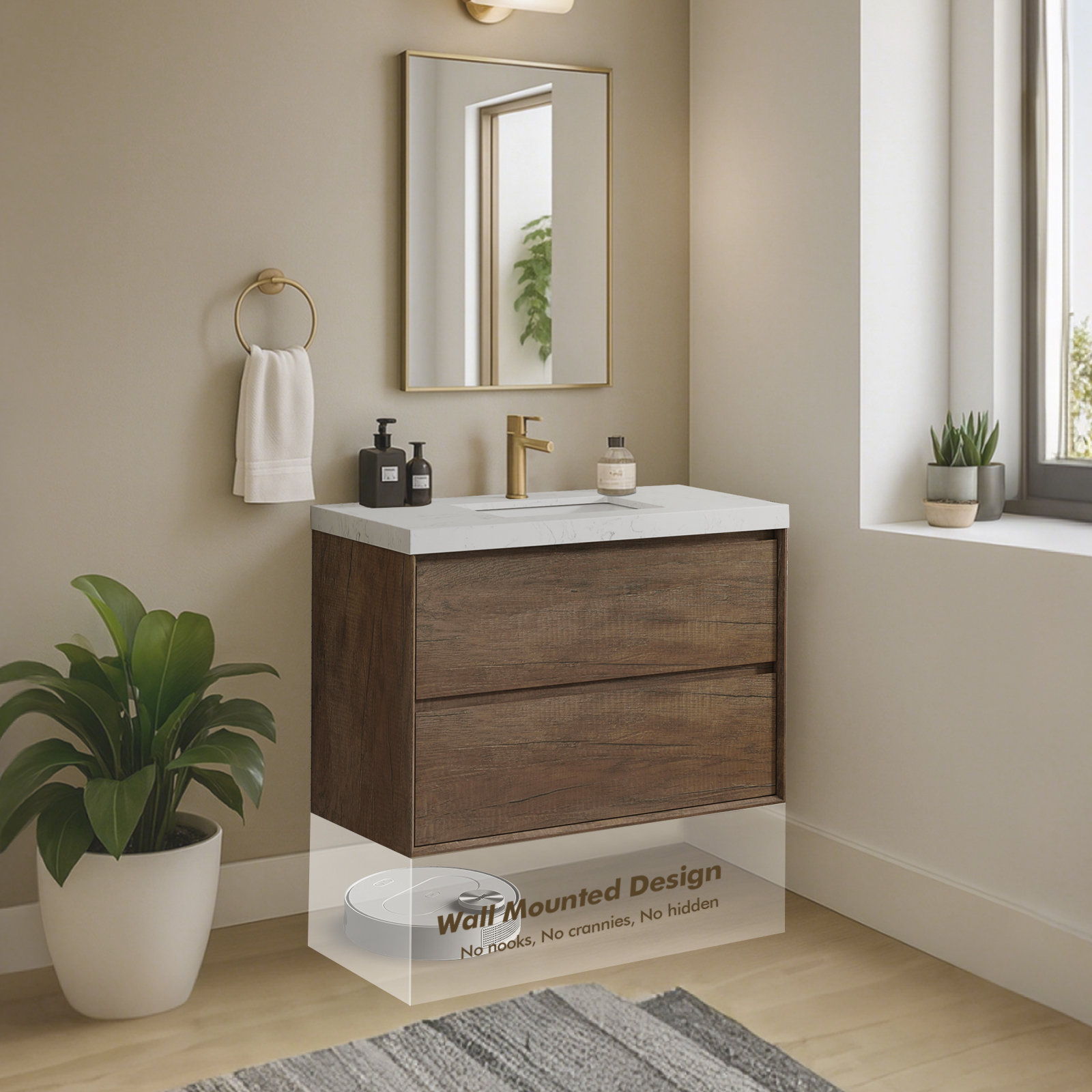 Wrought Studio™ Melihcan 36 Inch Floating Wall-mounted Bahtroom Vanity With Single Sink | Wayfair