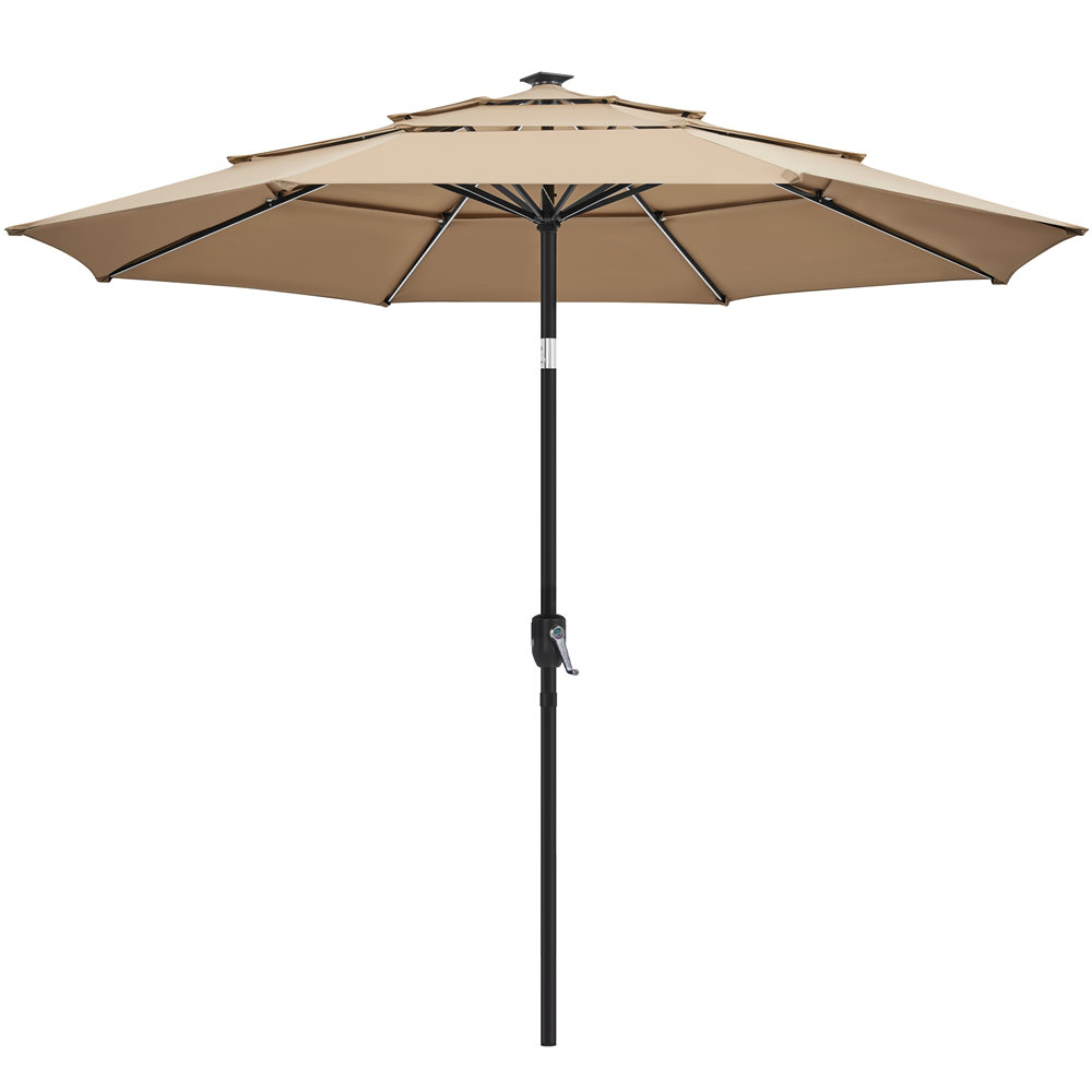 Arlmont & Co. 10ft Patio Umbrella Outdoor Parasol with Color-Changing ...