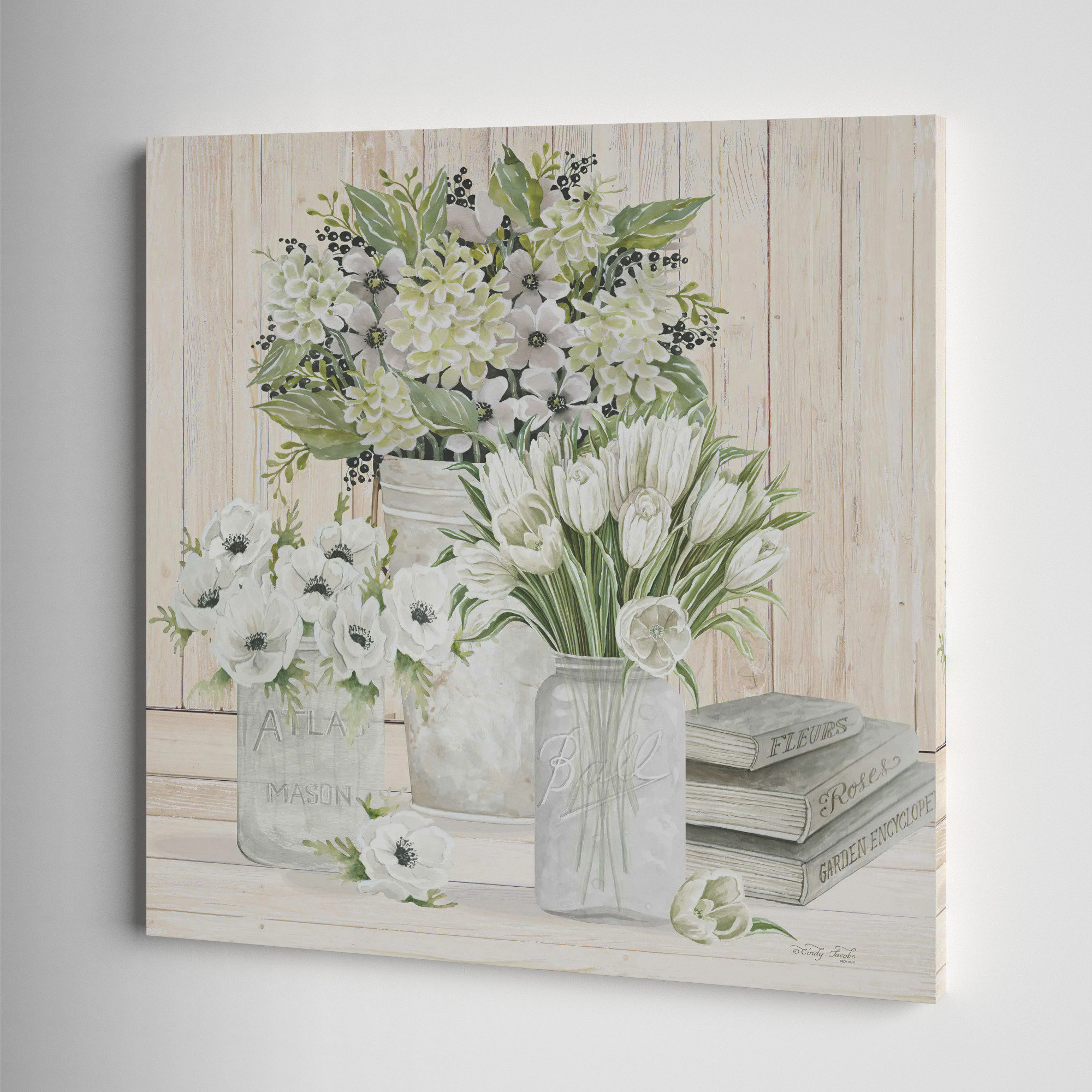Kelly Clarkson Home Collection of White Flowers - Graphic Art on Canvas ...