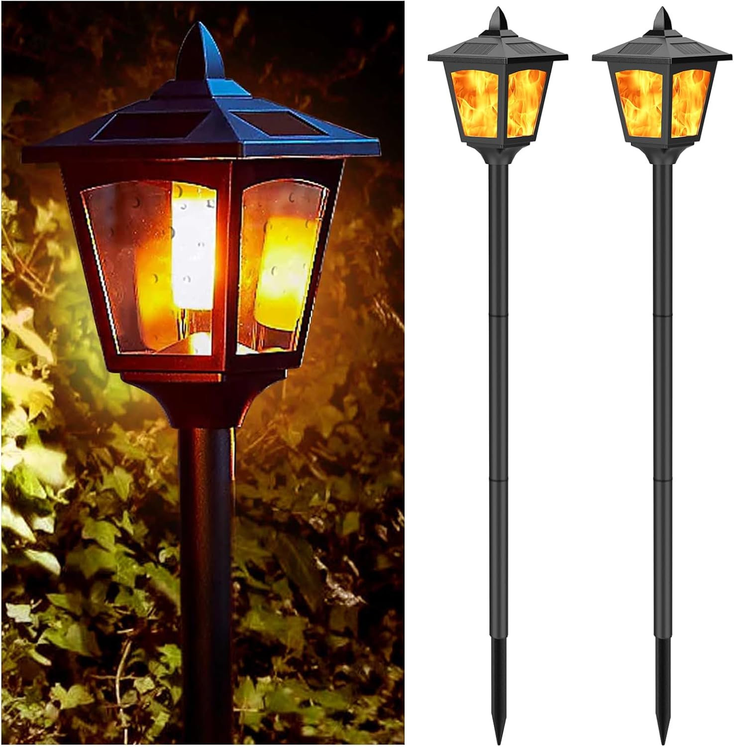 Winston Porter Solar Flame Lamp Post Light With Led 3d Flickering Fire ...