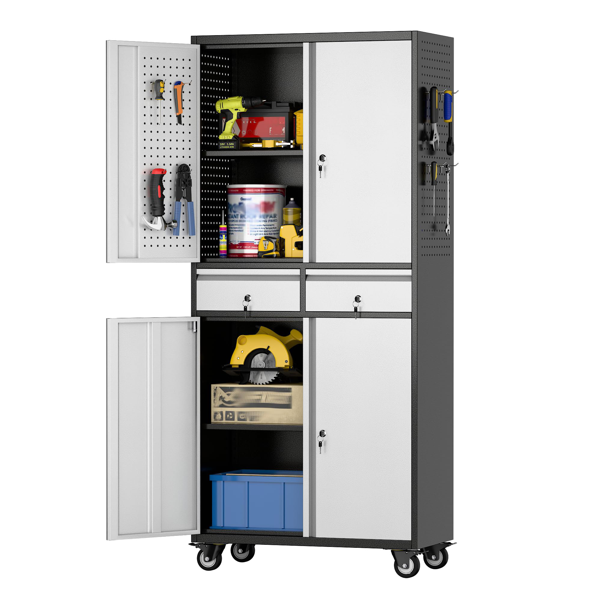 WFX Utility™ 71''h Garage Storage Cabinet With Wheels, Metal Tool ...