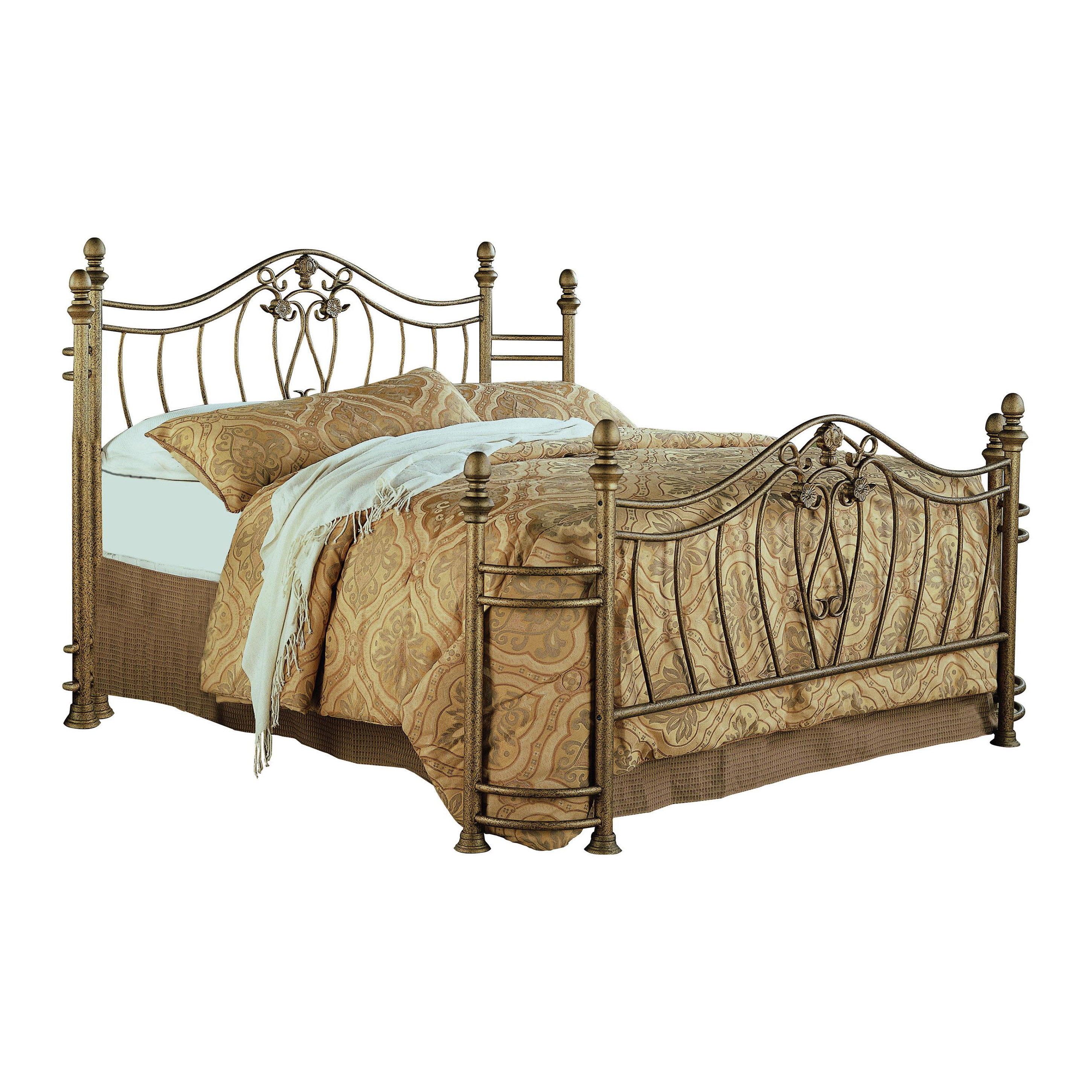 Astoria Grand Florent Open Frame Bed in Brushed Gold (Headboard and ...