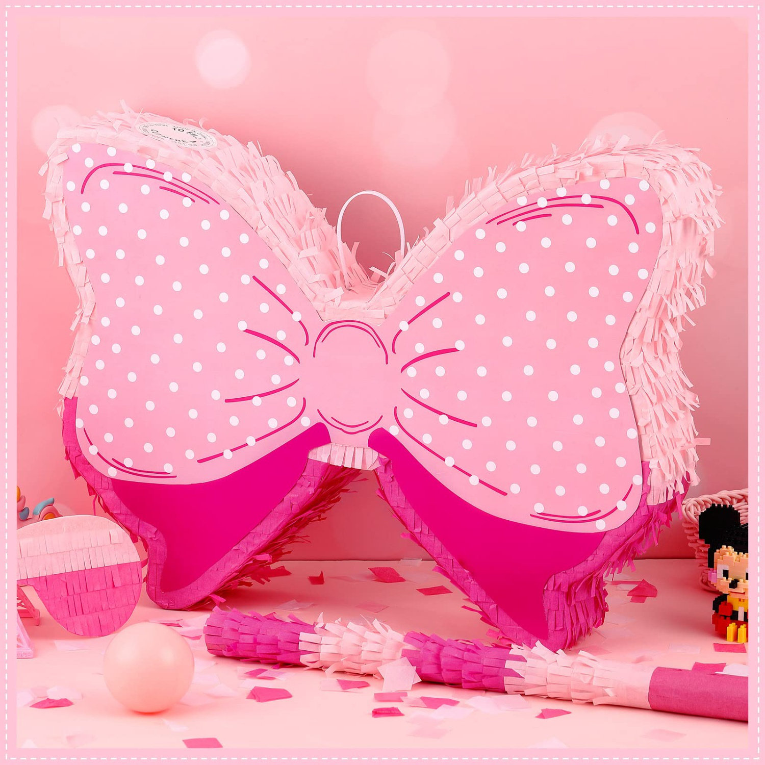 Stack man Pink Themed Bow Piñata Birthday Party Decorative Bow Tie ...