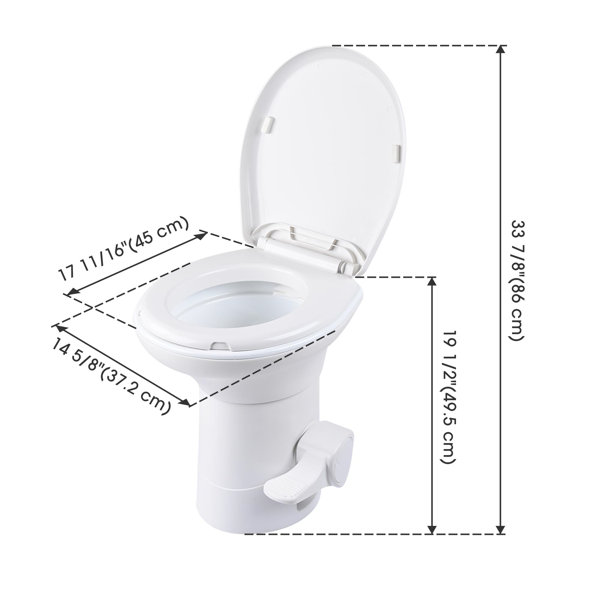 Yescom RV Toilet Porcelain Enamel Gravity Flush Camper Trailer Toilet ...