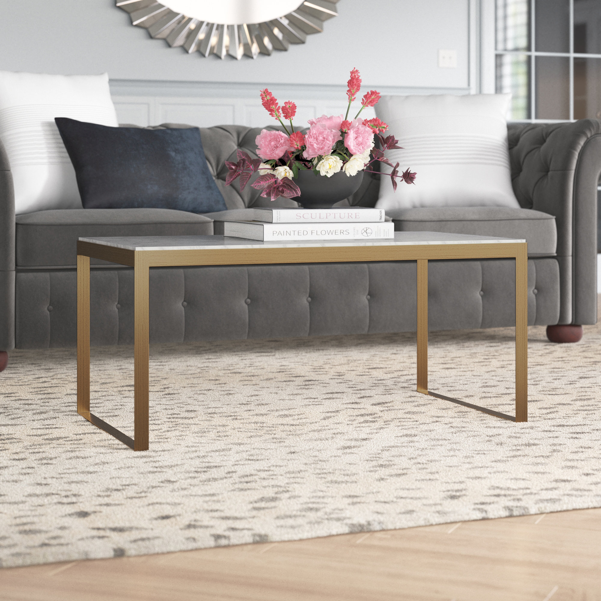 Mercer41 Blau Marble Top Coffee Table | Wayfair