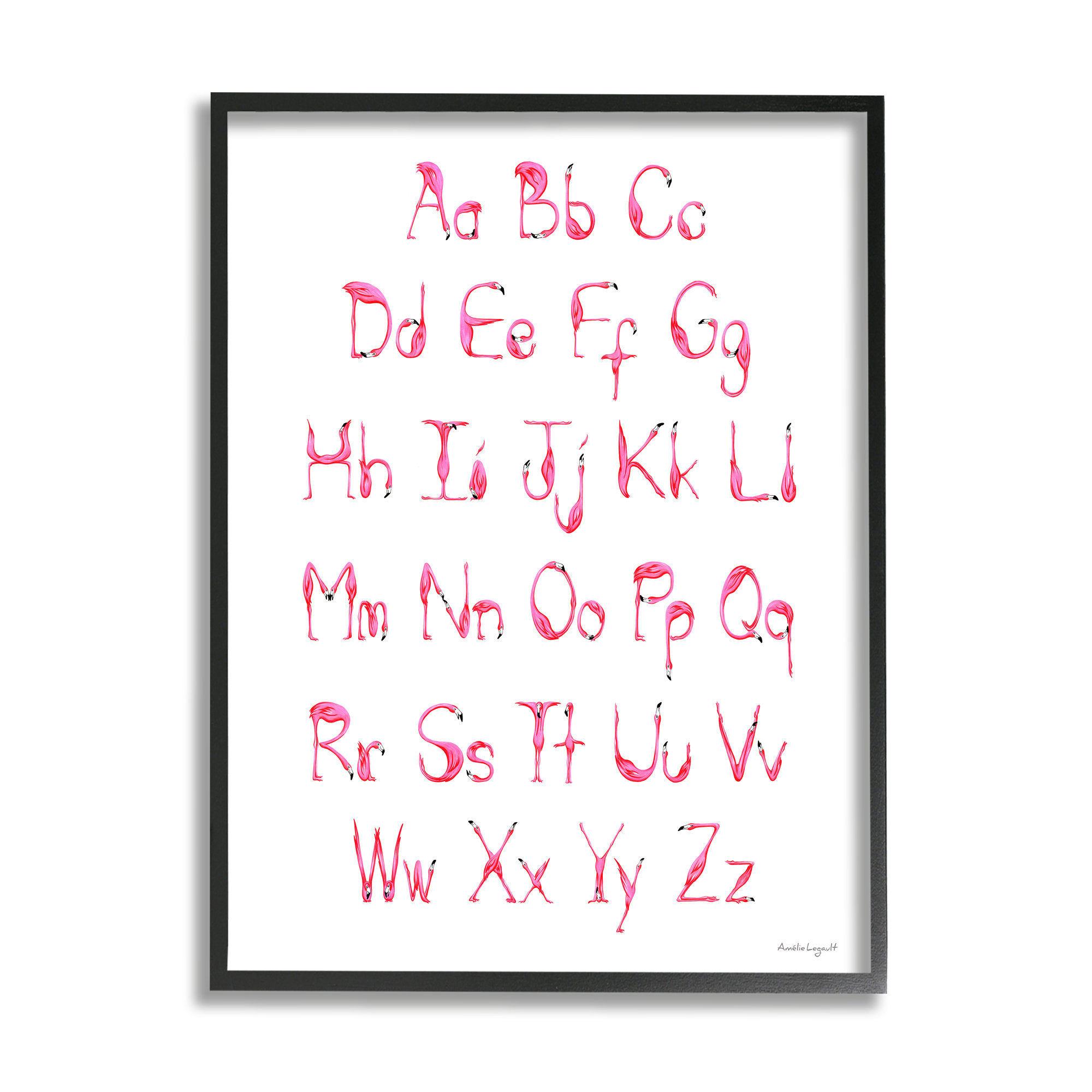 Stupell Industries Flamingo Shaped Letters Alphabet Pink Typography ...