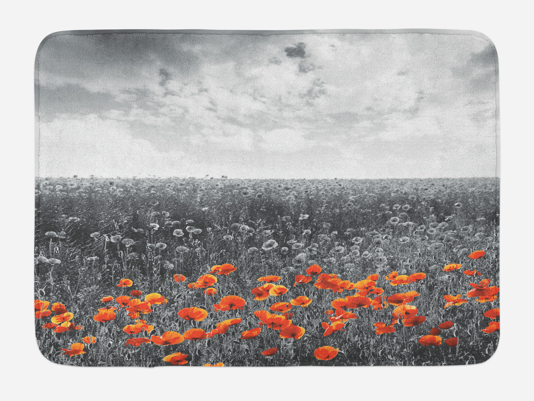 East Urban Home Poppy Flower Plush Bath Mat, Field Greyscale Design, 30 ...