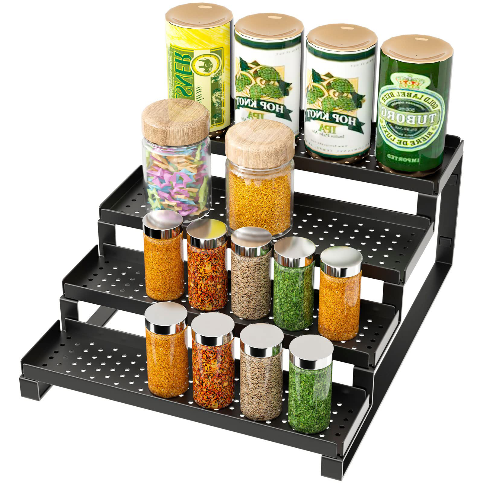 Prep & Savour 4-Tier Spice Rack Organizer Spice Shelf, Sturdy Seasoning ...