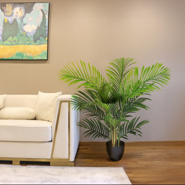 17 Stories Artificial Real Touch Phoenix Palm Tree in Black Pot-UV ...