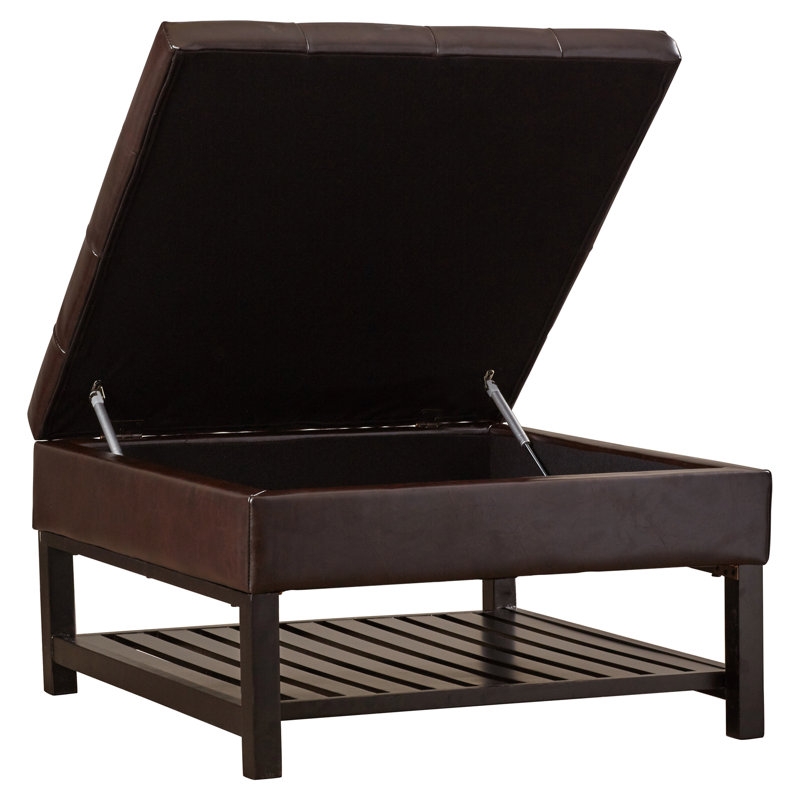 Alcott Hill® Dillonvale 31" Wide Faux Leather Tufted Square Ottoman ...