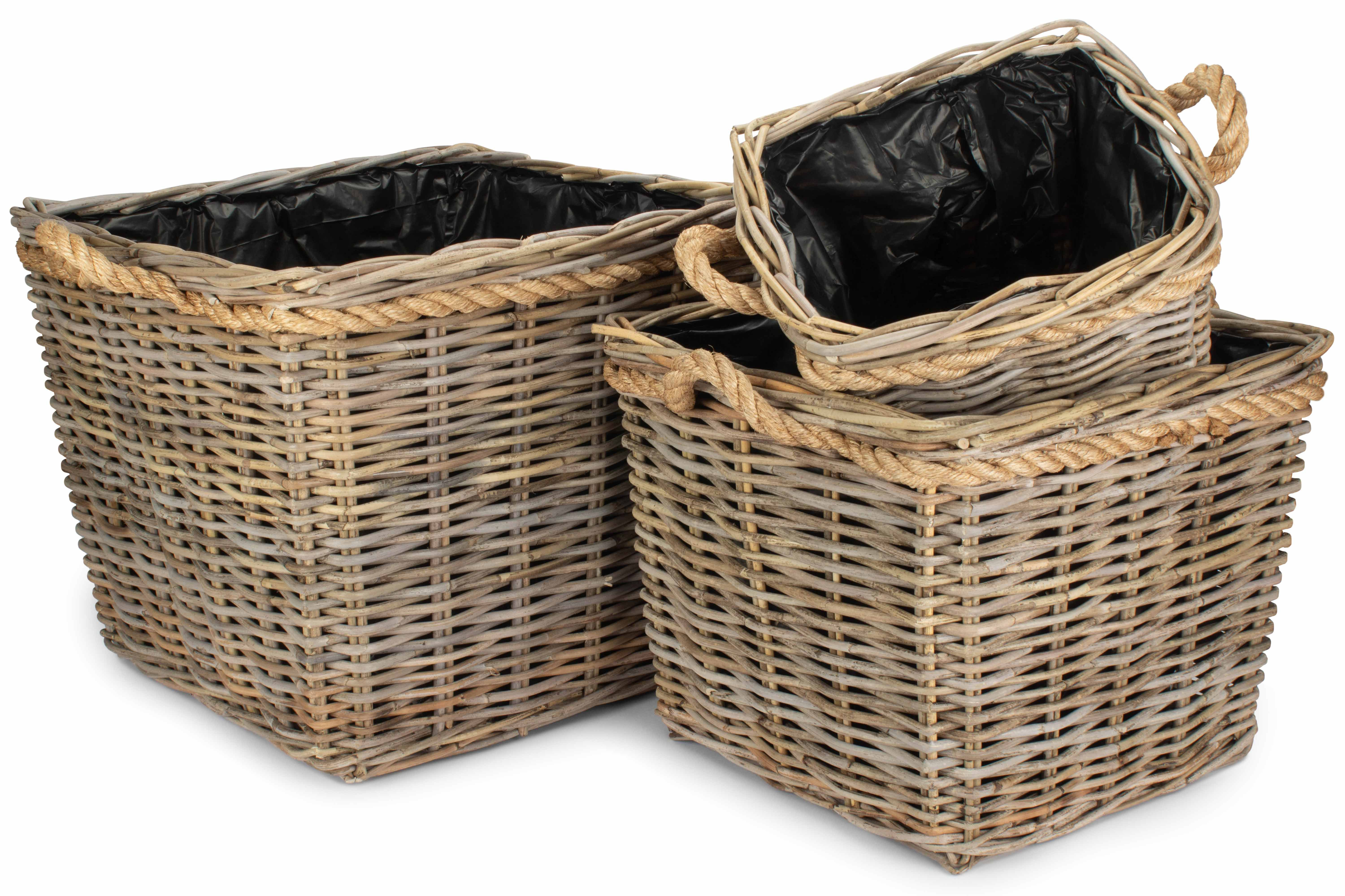 17 Stories 3 Piece Wicker Tapered Rattan Planter Set With Lining ...