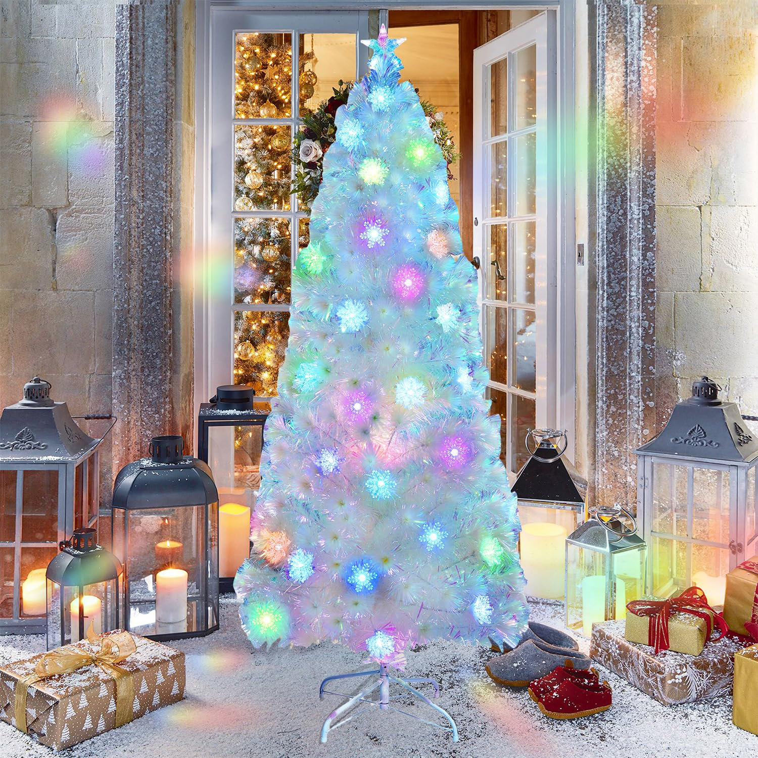 Ebern Designs 6 Ft Pre-Lit Optical Fiber Christmas Artificial Tree, RGB ...