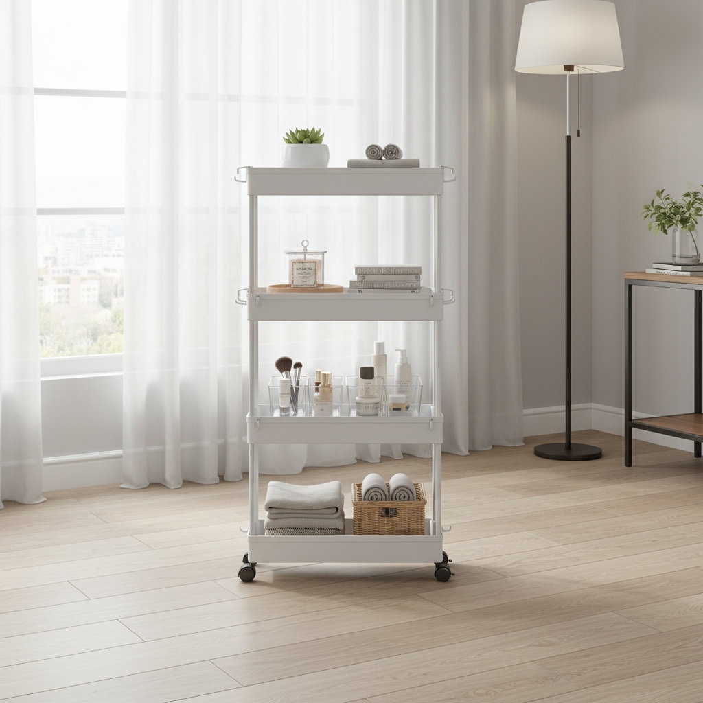 HANGZHOUMENGCHE 4-Tier Pull-Out Storage Cart, Ultra-Slim & Wheeled ...