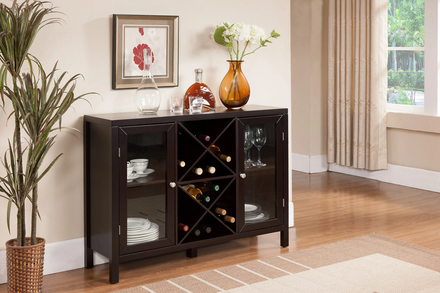 Darby Home Co Kellison Wine Rack Bar Cabinet, Kitchen Sideboard and ...