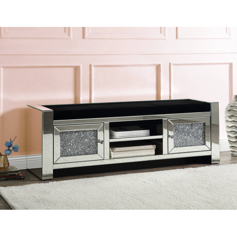 Everly Quinn Antawn Faux Leather Upholstered Storage Bench in Black and ...