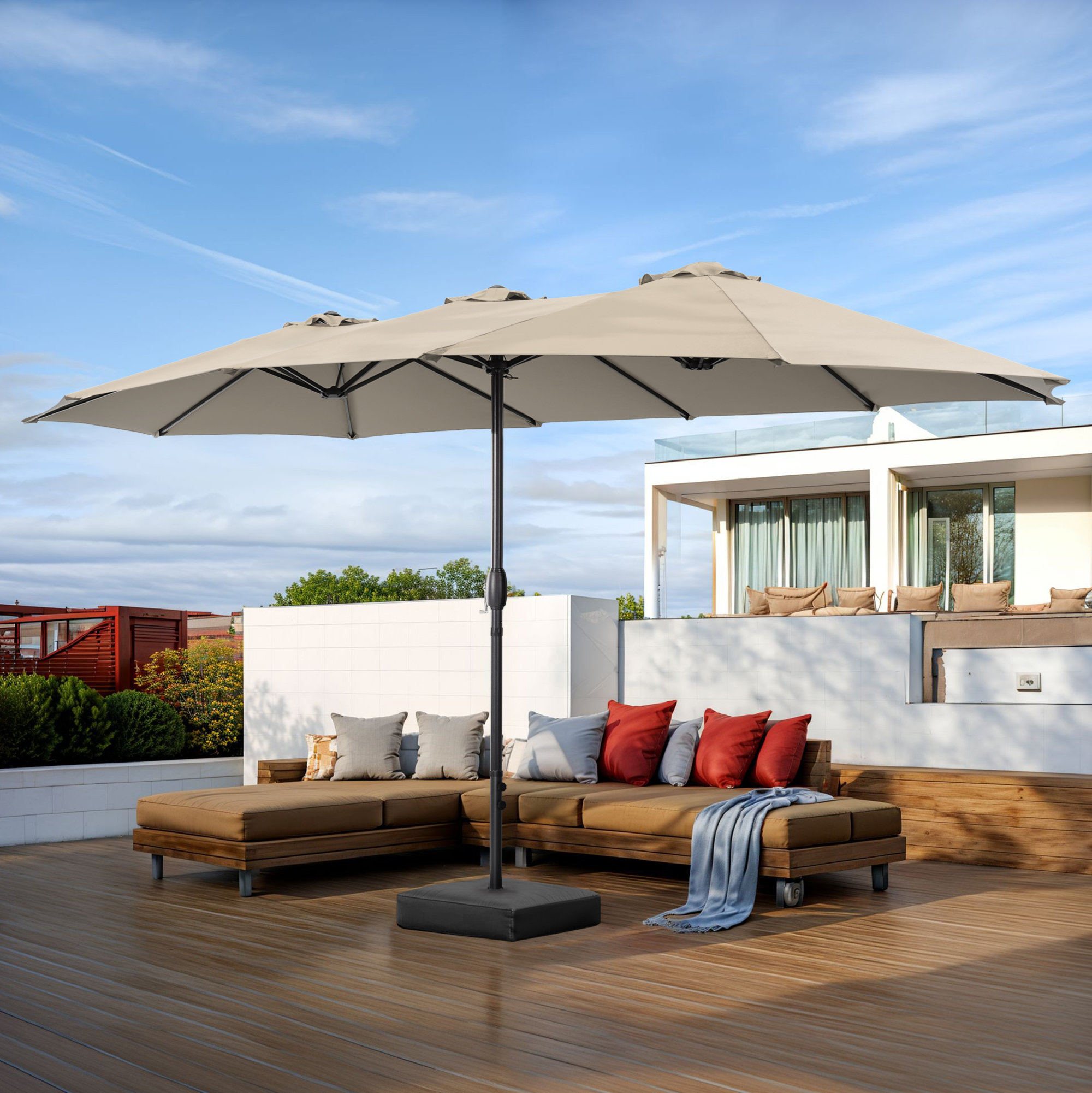 Arlmont & Co. Tabar 108" Market Umbrella Patio Rectangle umbrella with ...