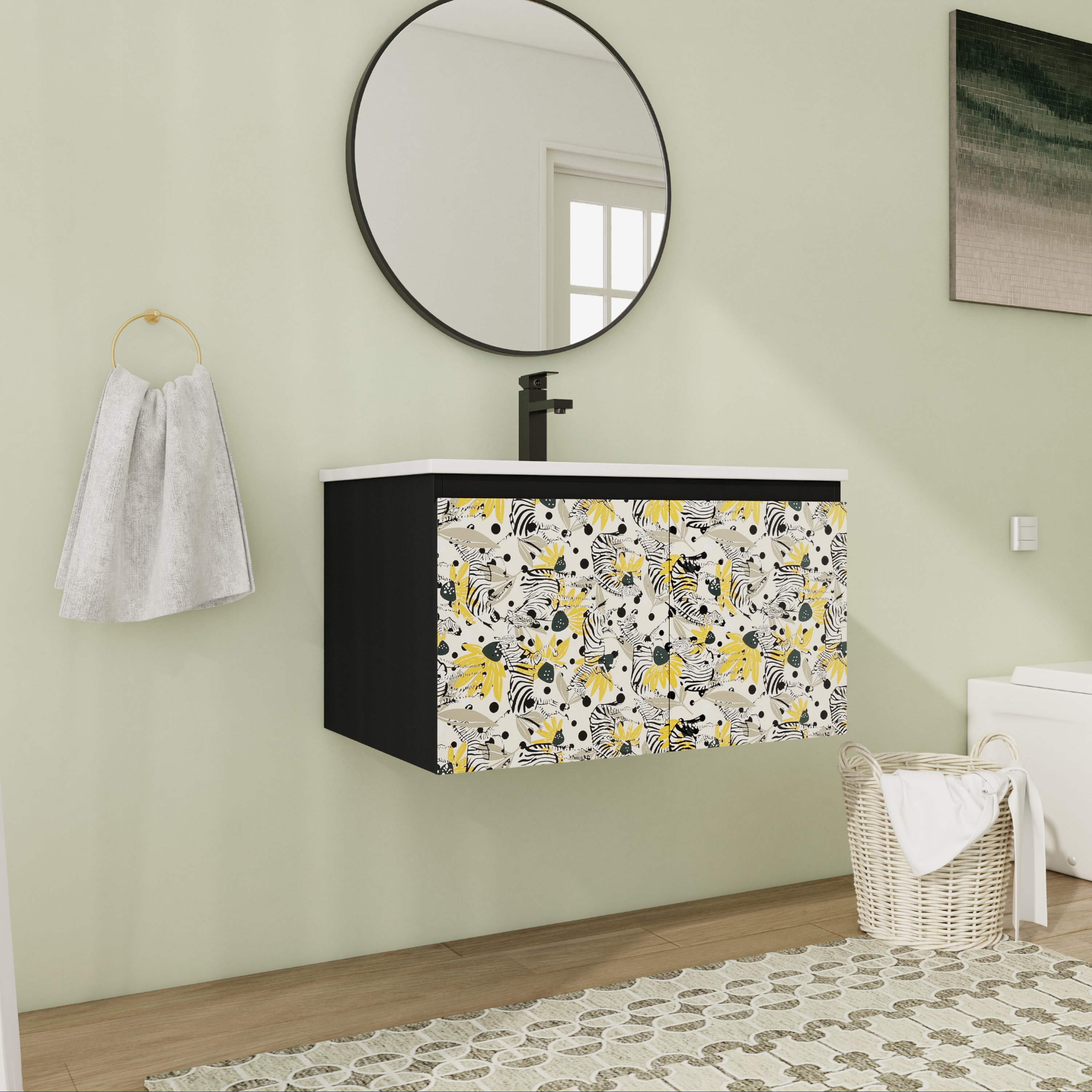 Bungalow Rose Calisha 30'' Single Bathroom Vanity with Ceramic Top ...