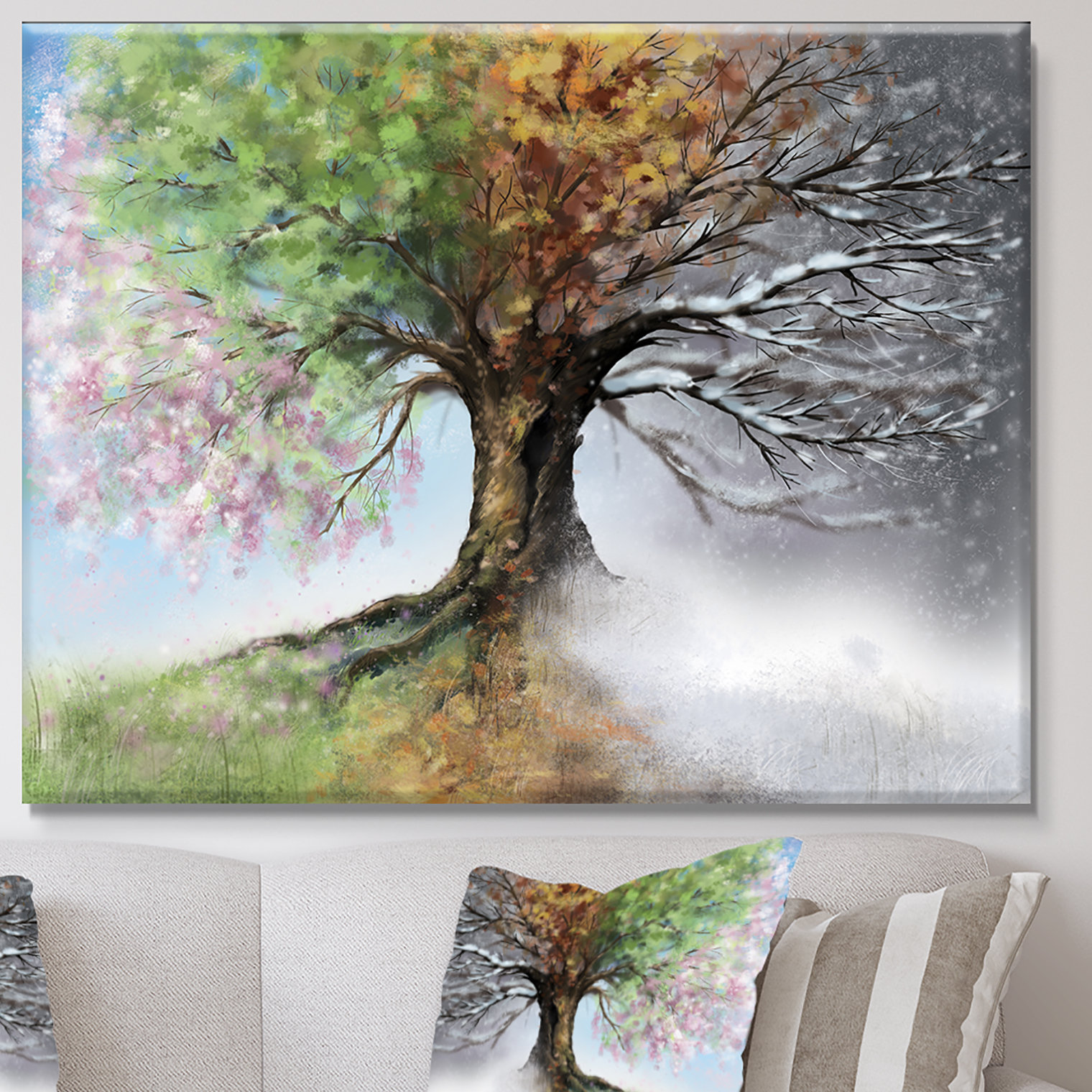 Lark Manor Tree With Four Seasons Framed Print & Reviews | Wayfair
