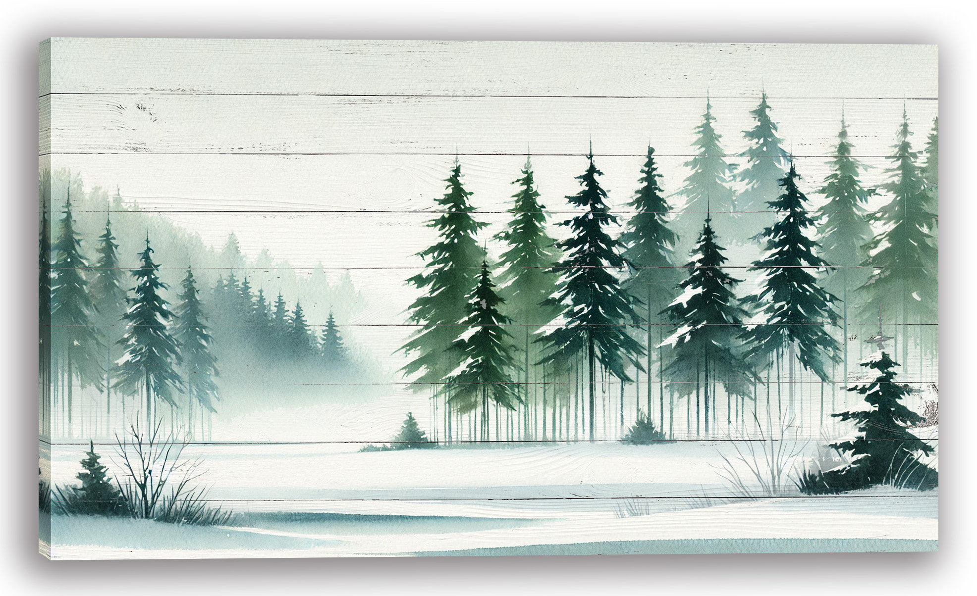 Millwood Pines Serene Winter Silhouette - Forest Scene Canvas Wall Art ...