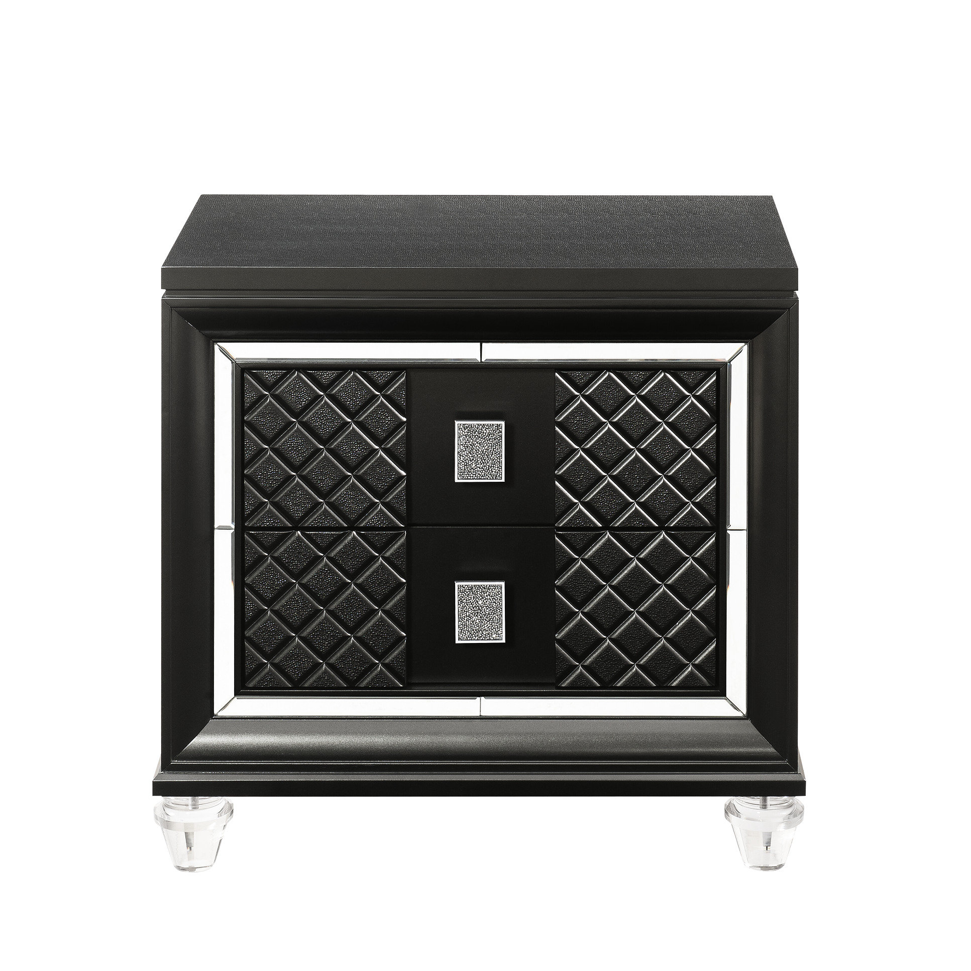 Latitude Run® Classy Gray Nightstand With Metal Bearing Drawers And ...