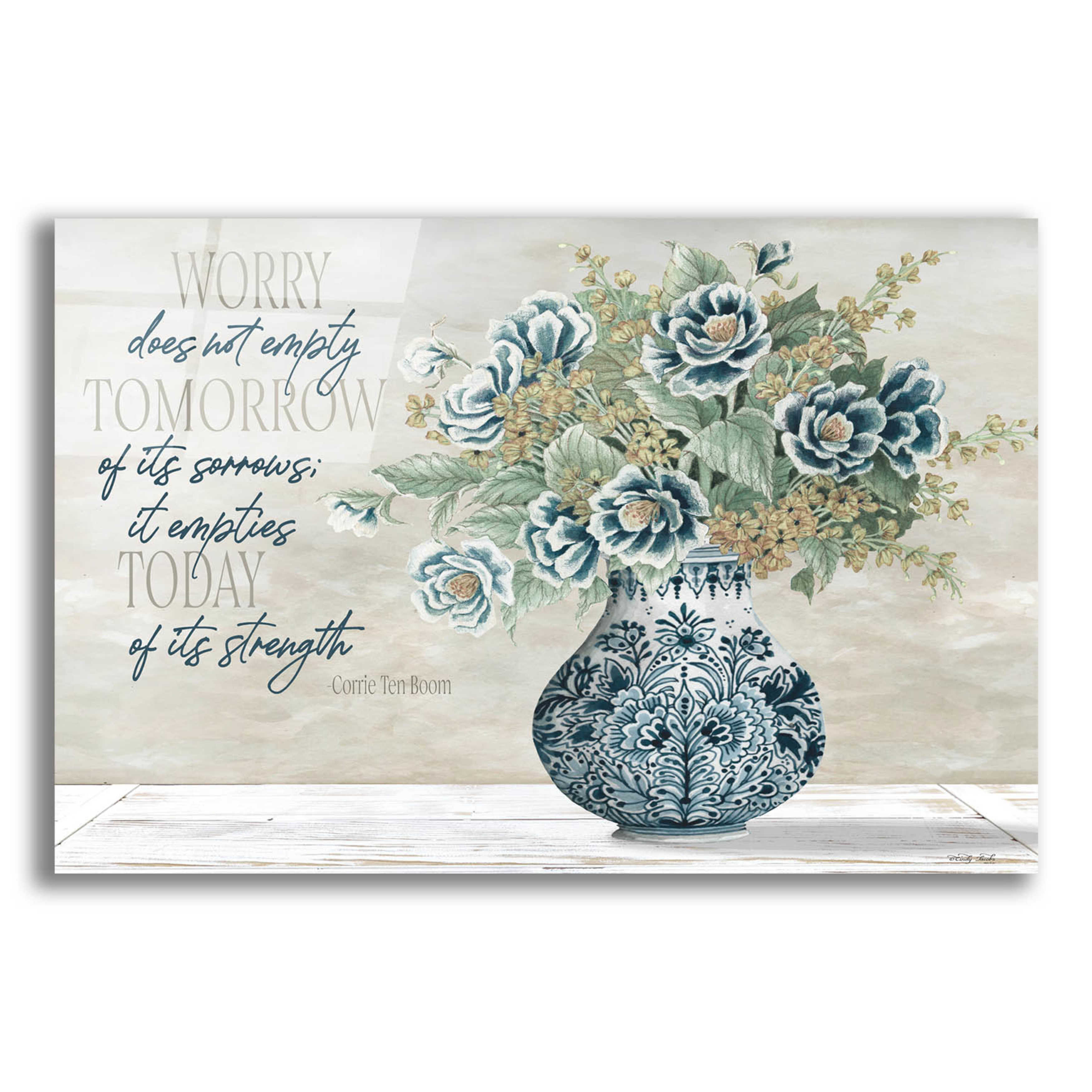 Trinx Don't Worry Blue Vase by Cindy Jacobs - Unframed Graphic Art ...