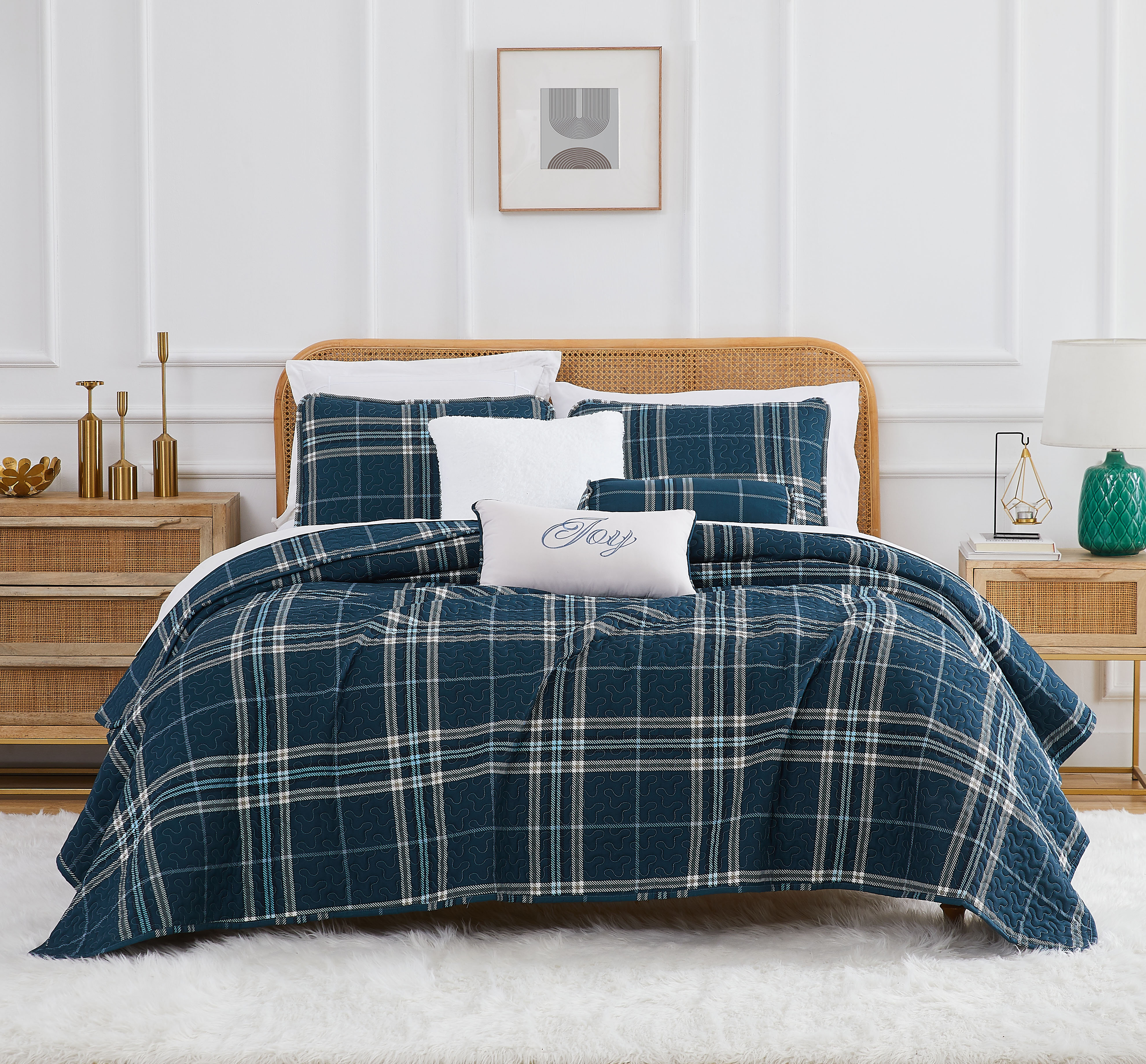 SouthShore Fine Linens Vilano Plaid Oversized Microfiber Quilt Set by ...