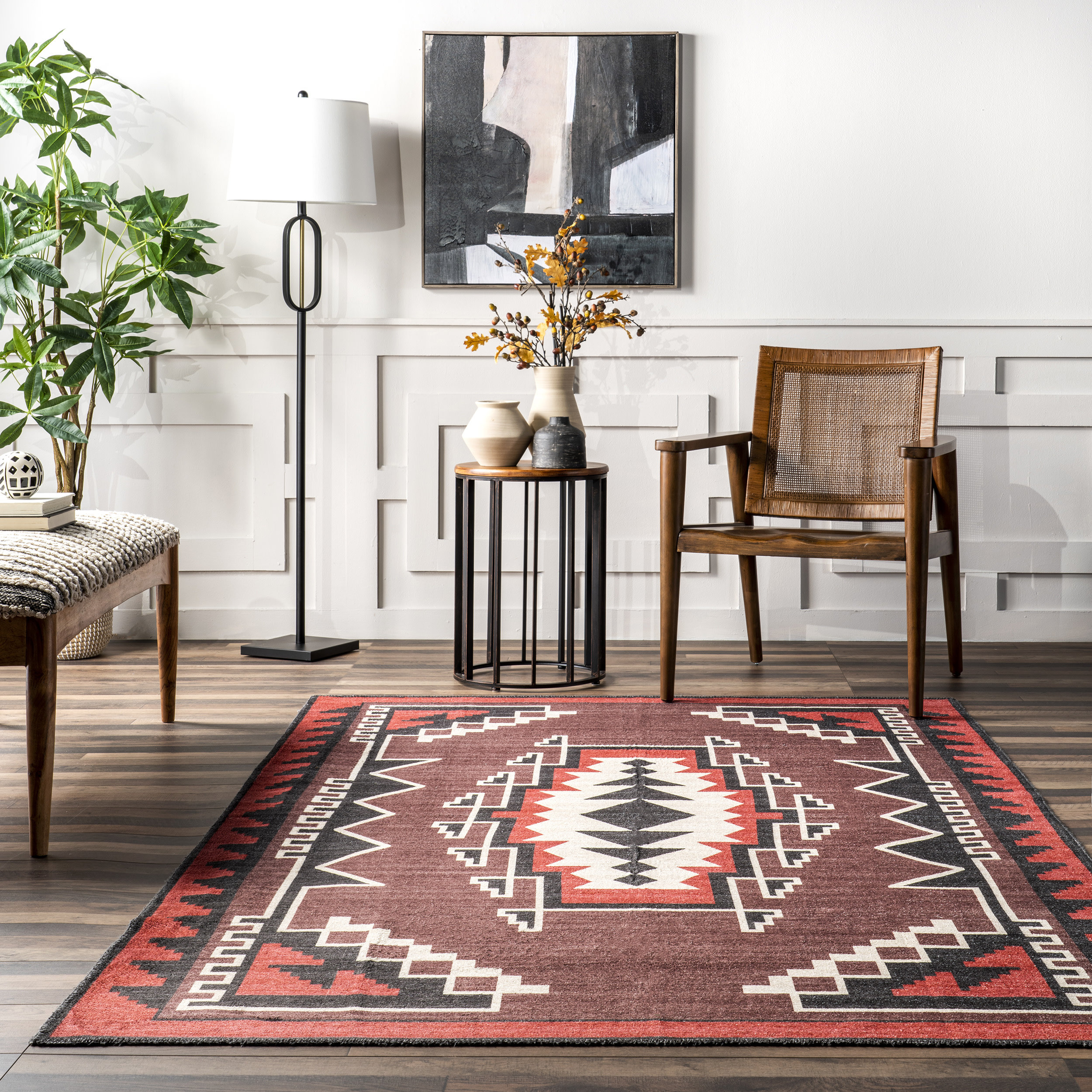 Union Rustic Adrena SpinClean Bold Boho Machine Washable Area Rug | Wayfair