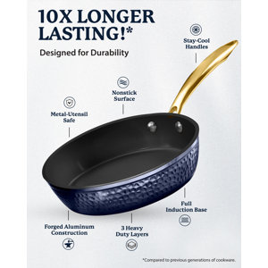 Granitestone Charleston Collection Hammered Navy 15 Piece Nonstick ...