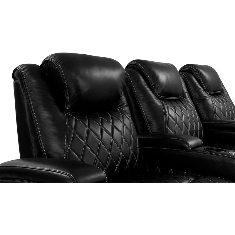 Latitude Run® 130.75'' Wide Genuine Leather Home Theater Seating with ...